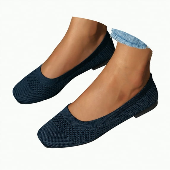 Drie Flats Women's Flat Ballet Shoes Knit Flat Shoes for Women Round ...