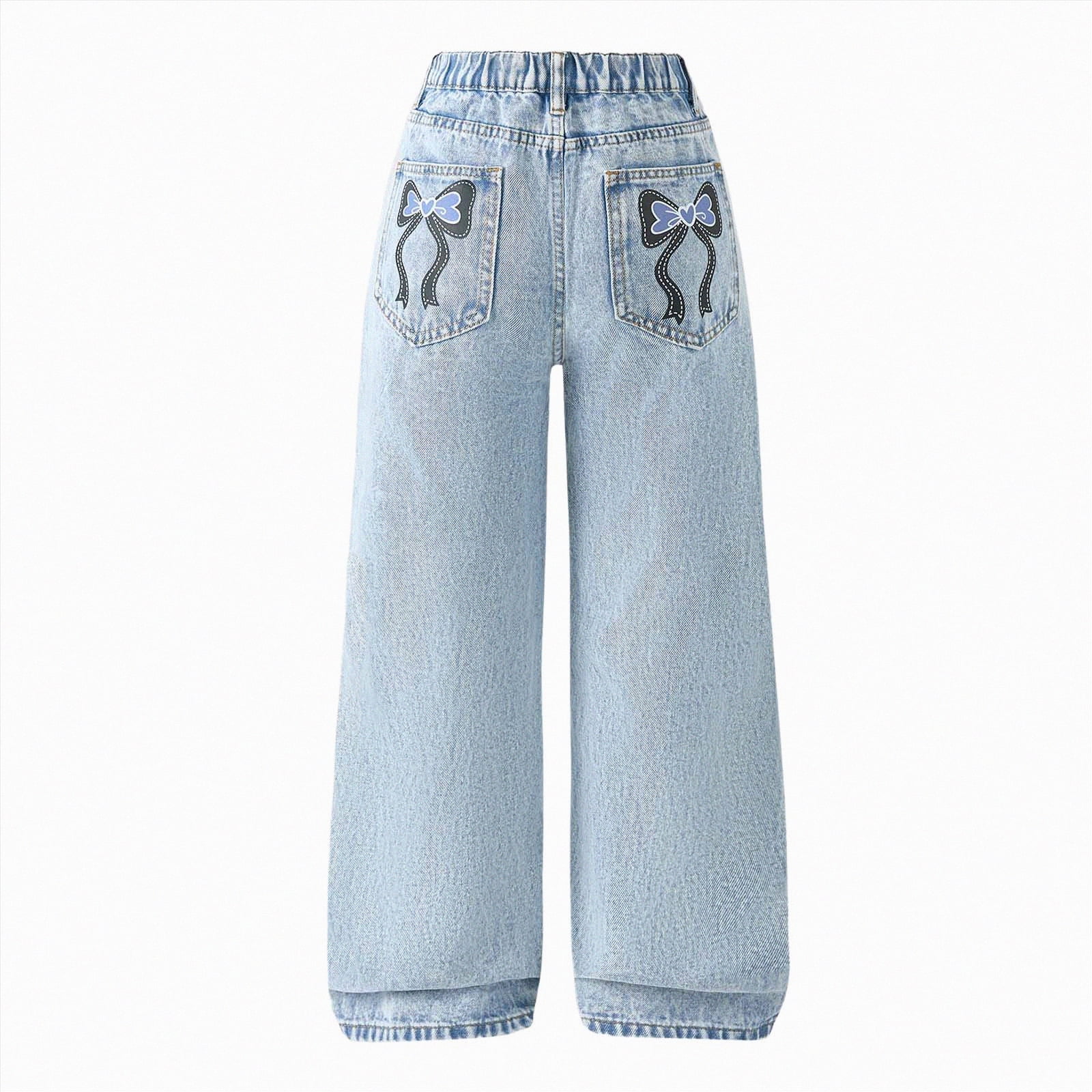 Drie Girls Wide Leg Jeans Girls' Fleece-Lined Jeans High Waist Straight ...