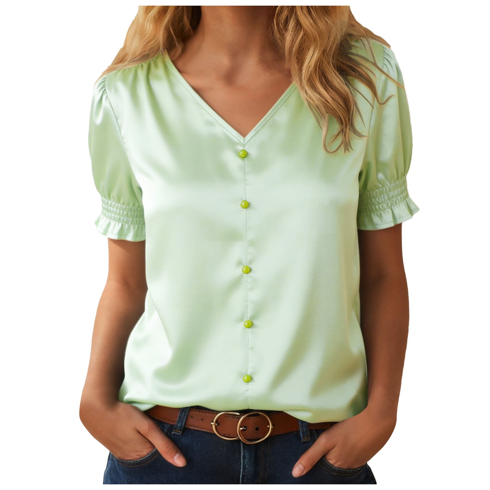 Drie Satin Blouses for Women Womens Satin Blouse Short Sleeve Silk Tops ...