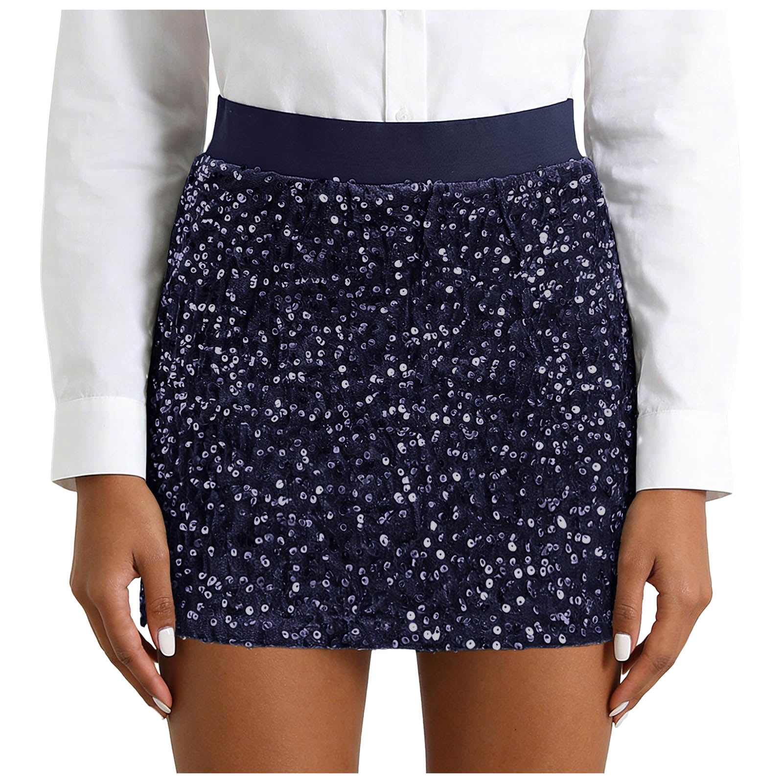 Drie Sparkly Skort Women's Sequin Bodycon Skirt High Waist Knot Front ...