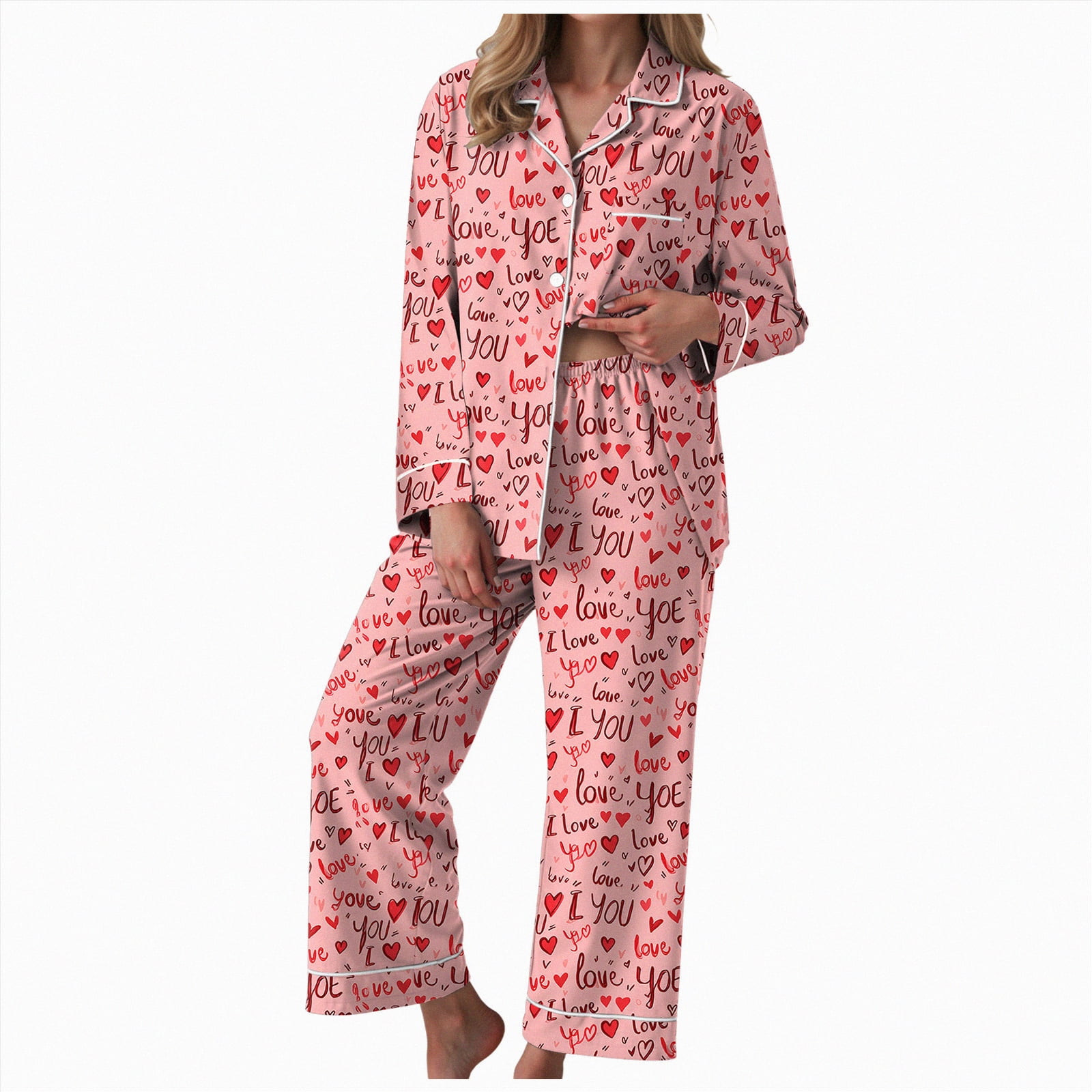 Drie Valentines Pjs Women Womens Satin Pajama Set Classic Pattern Silky ...