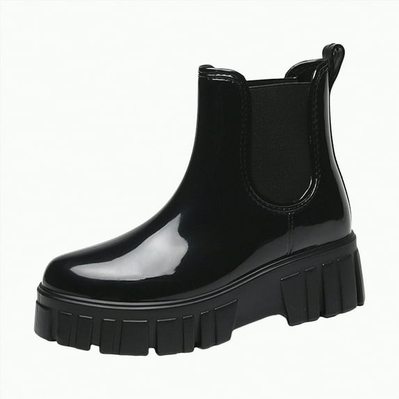 Drie Womens Rubber Boots Women's Rain Boots with Plush Lining Chelsea ...