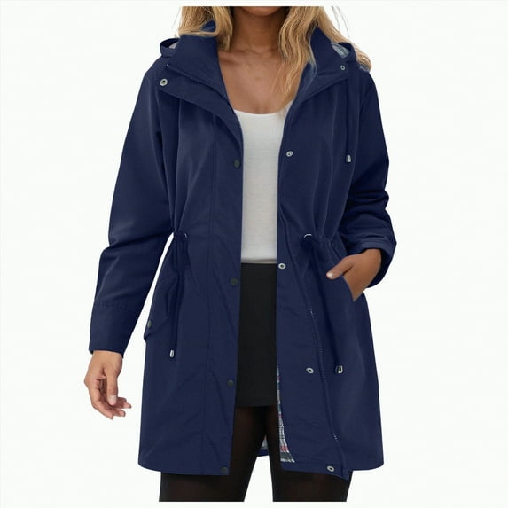 Drie Womens Trench Coat Women's Lightweight Waterproof Fleece Lined ...
