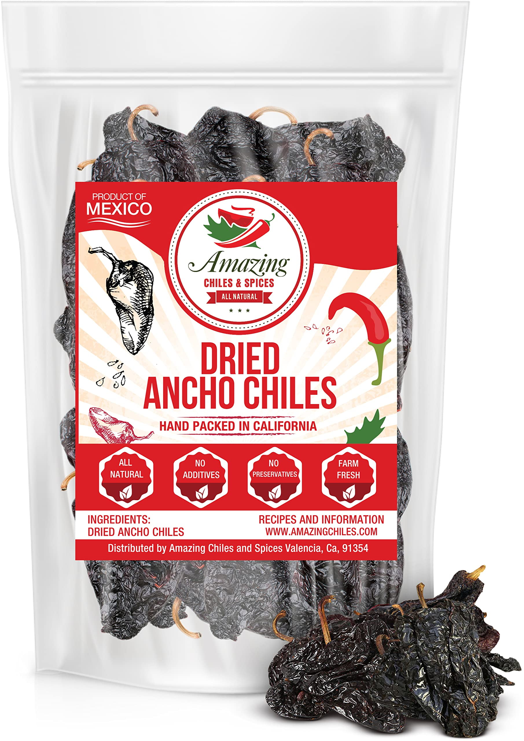 Dried Ancho Chiles Peppers VTF5 8 oz -Natural and Great For Recipes ...