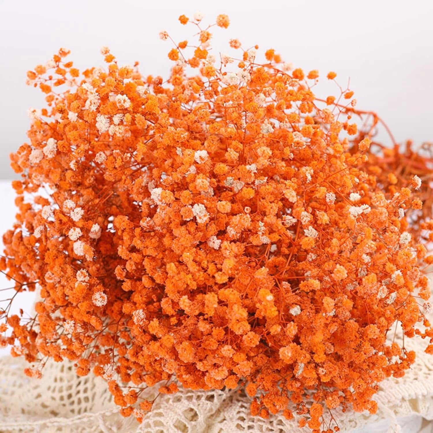 Dried Babys Breath Flowers Bouquet-17 Inch 2500+ Ivory Orange Dry ...