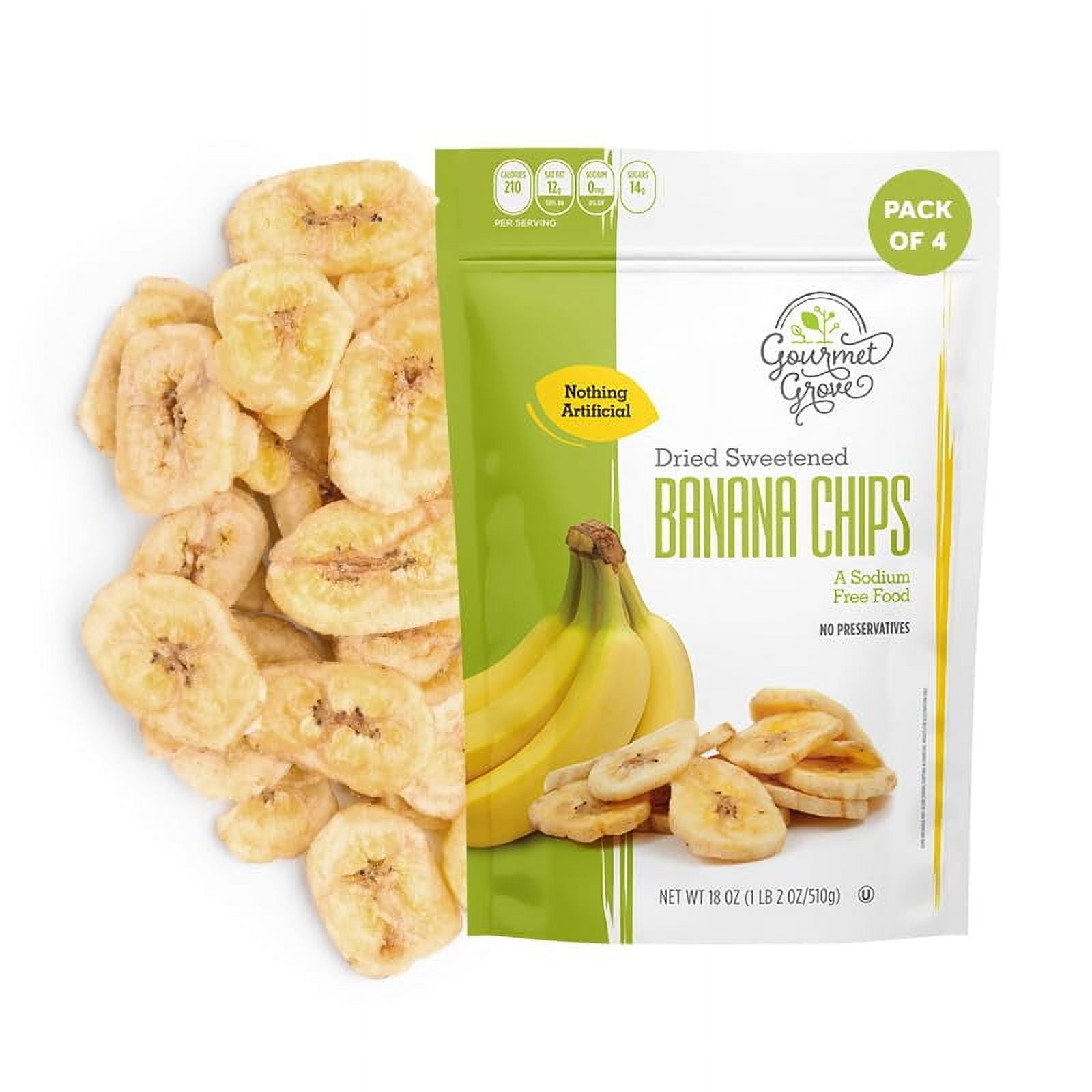 Dried Banana Chips 18 AKF18 oz (4 Pack) - Fruit Slices | Vegan, Keto ...