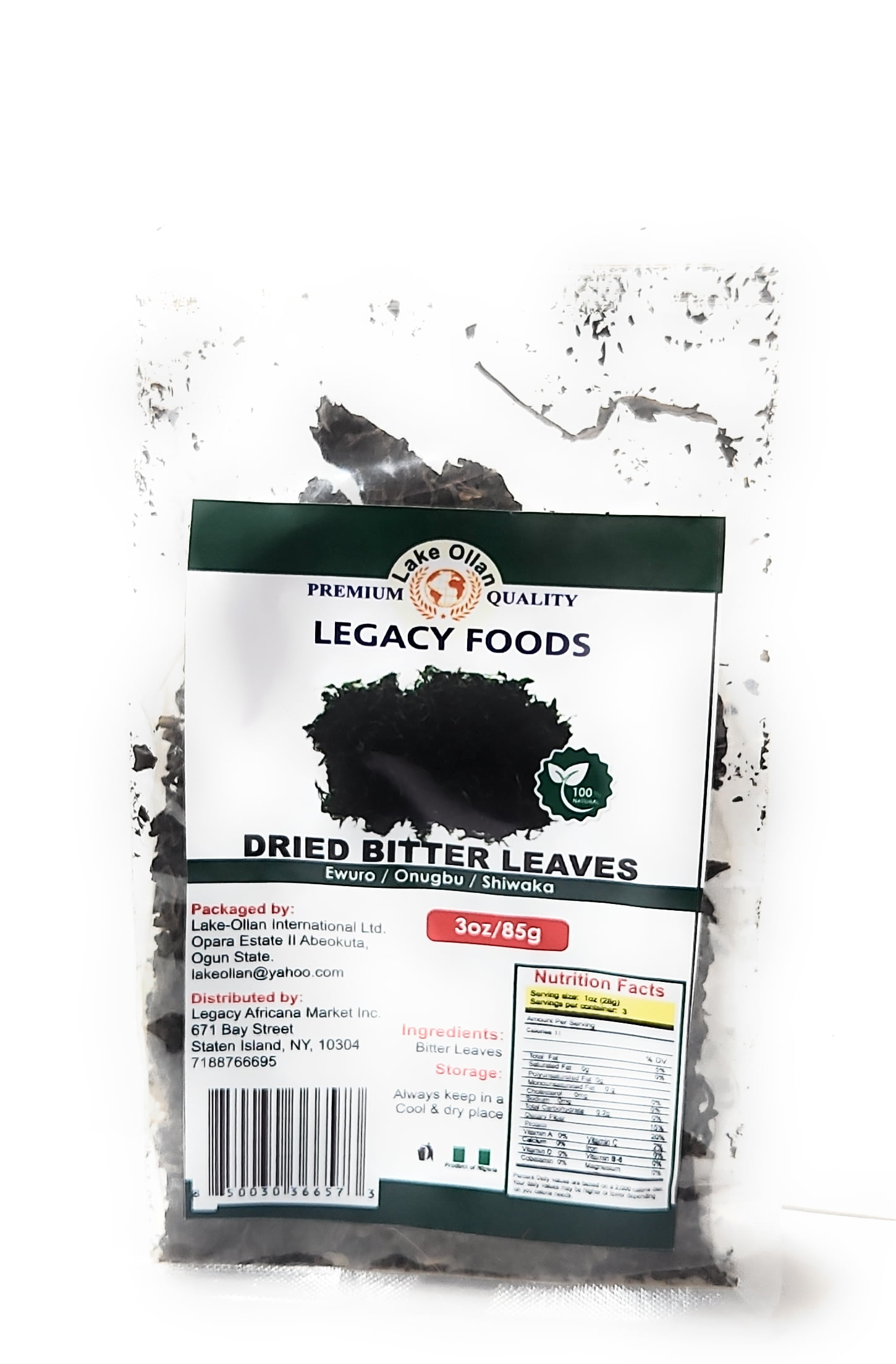 Dried Bitter Leaves ( Ewuro/ Onugbu/ Shiwaka) 3oz/85g. Product of ...