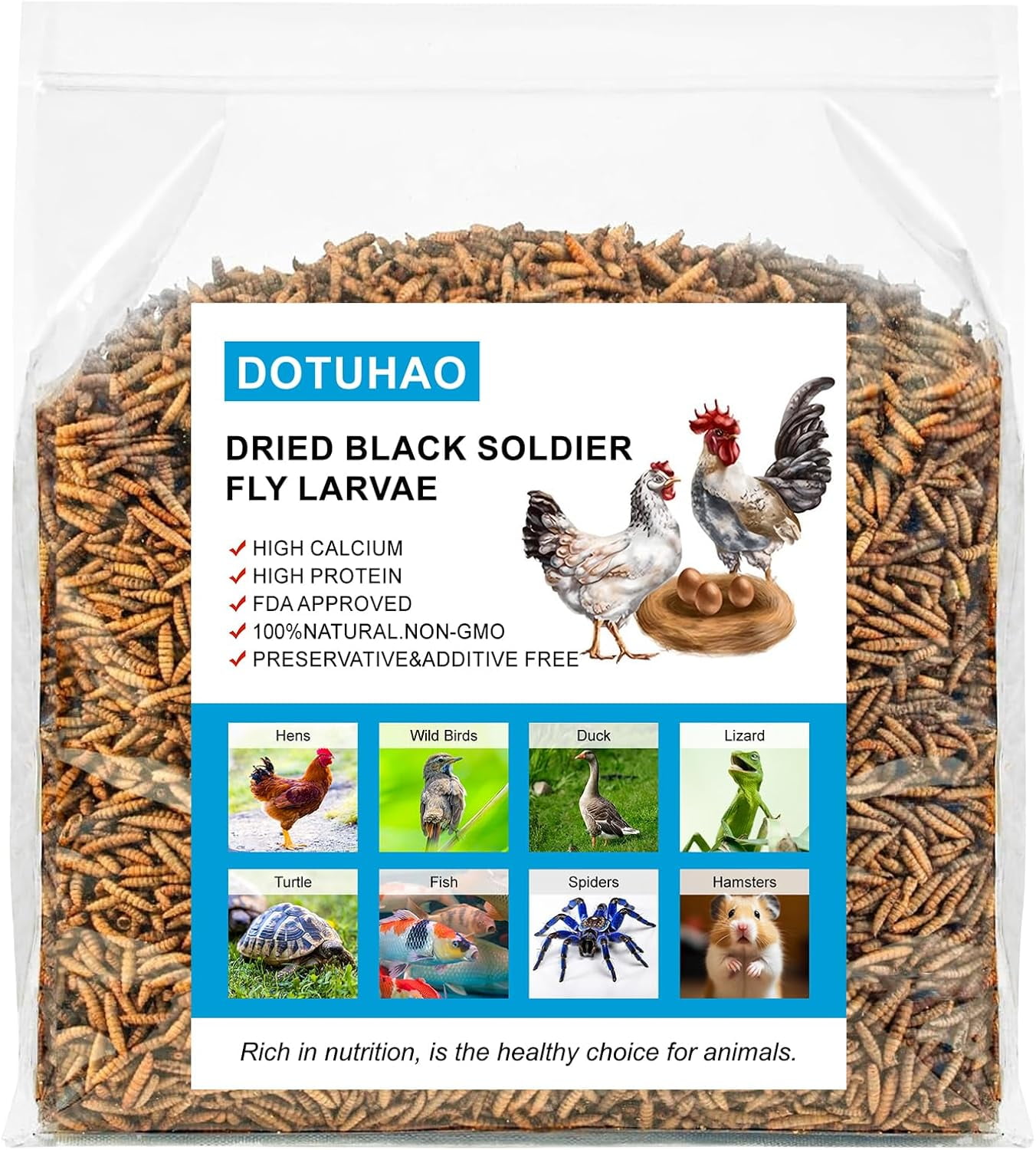 Dried Black Soldier Fly Larvae 2 LB,Chicken Feed, Hamster Food,More ...