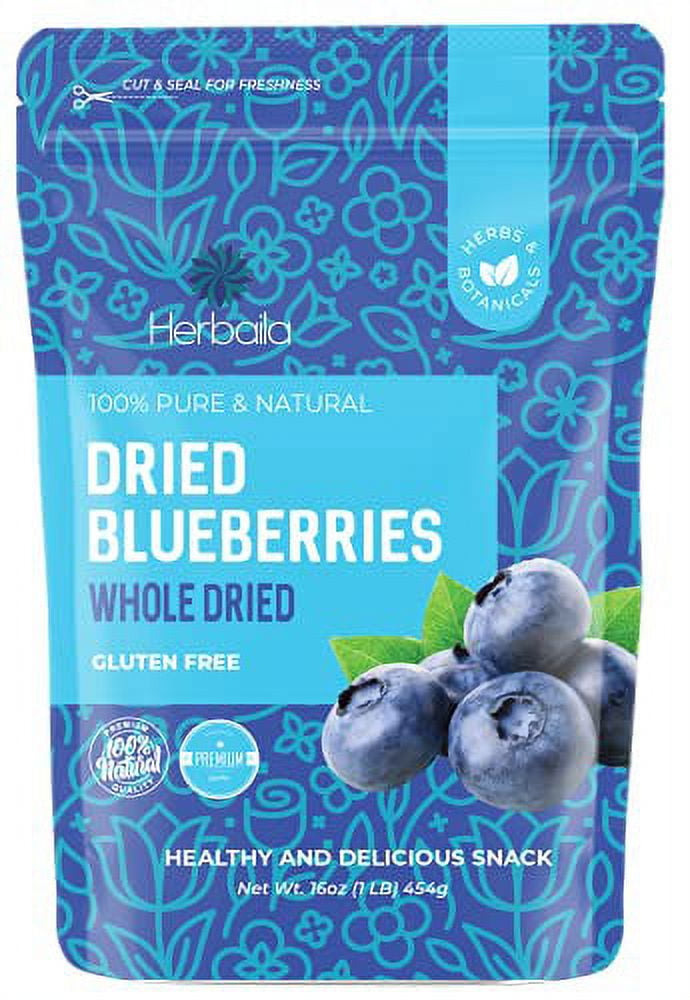 Dried Blueberries No Sugar Added, 16 oz. Whole Dry Blue Berries, Bulk ...