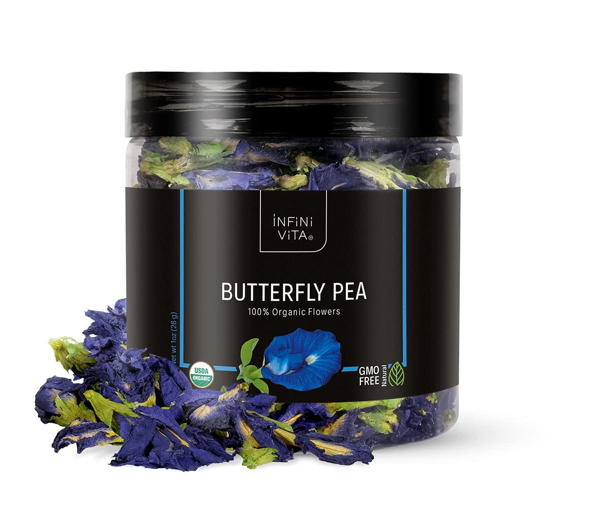 Dried Butterfly Pea Flower Tea 28g (1 oz) - 100% Organic Blue Tea, Pure ...