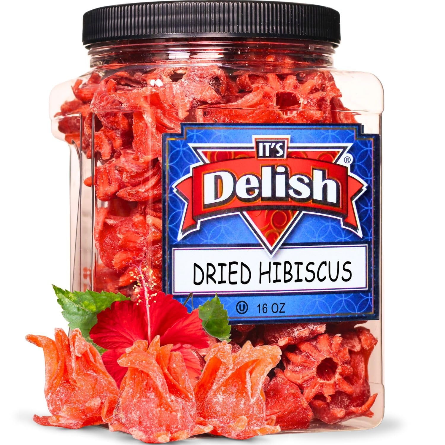 Dried Candied Hibiscus Flowers Edible by Its Delish, 16 OZ Jumbo ...