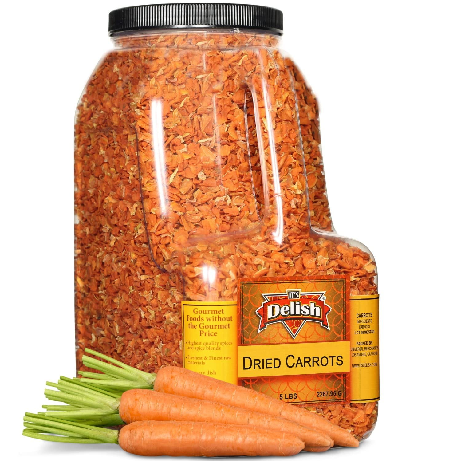 Dried Carrots by Its Delish, 5 lbs Bulk Jumbo Reusable Container ...