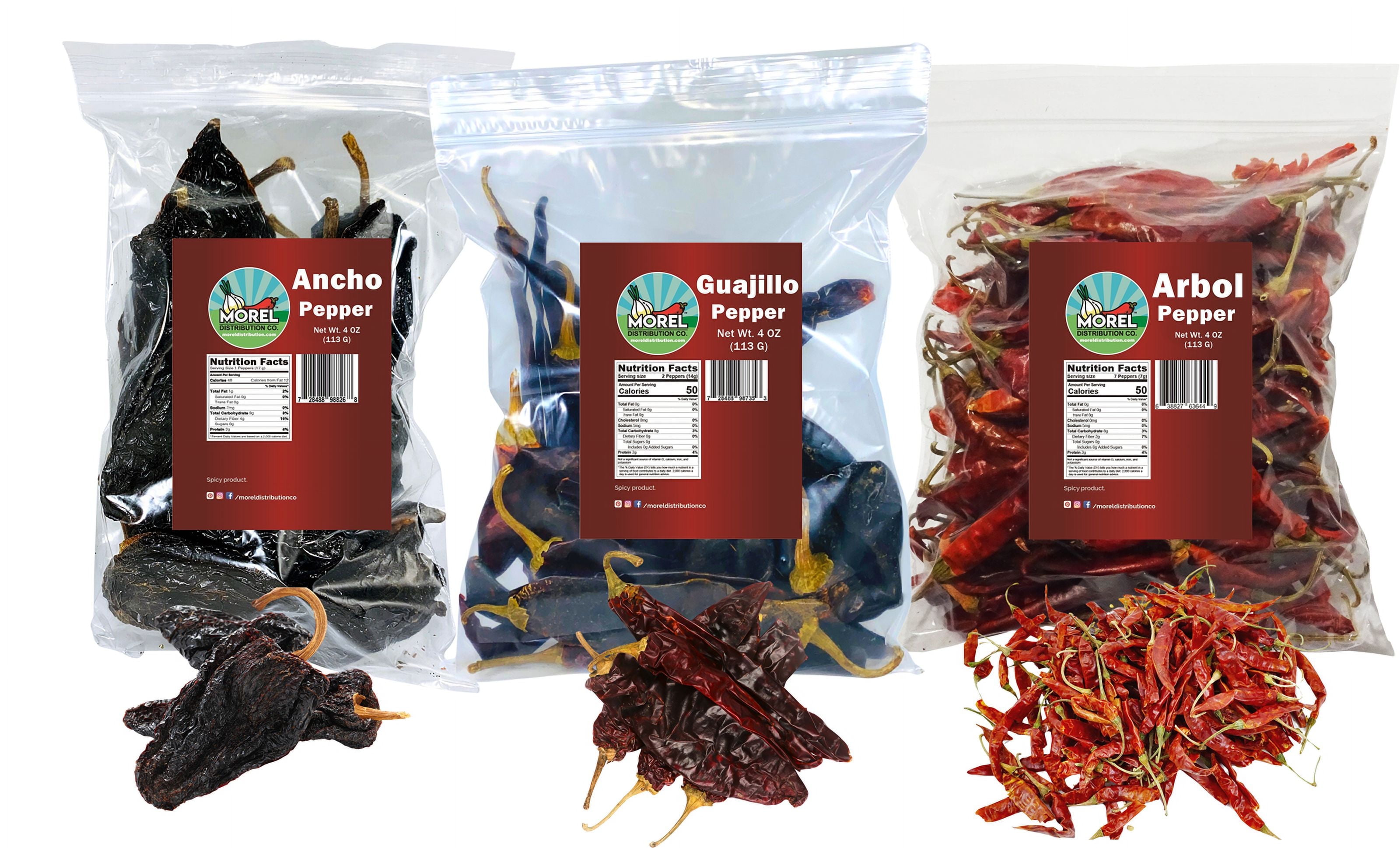 Dried Chile Peppers Bundle Pack (12 oz Total) Ancho Chiles, Guajillo ...