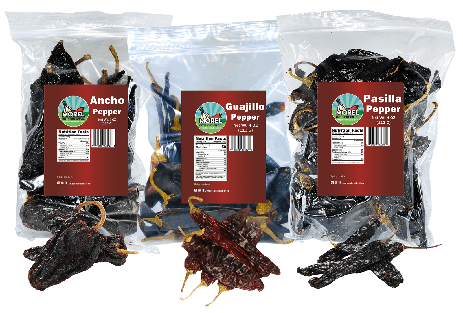 Dried Chile Peppers Variety Pack (12 oz Total) Ancho Chiles, Guajillo ...