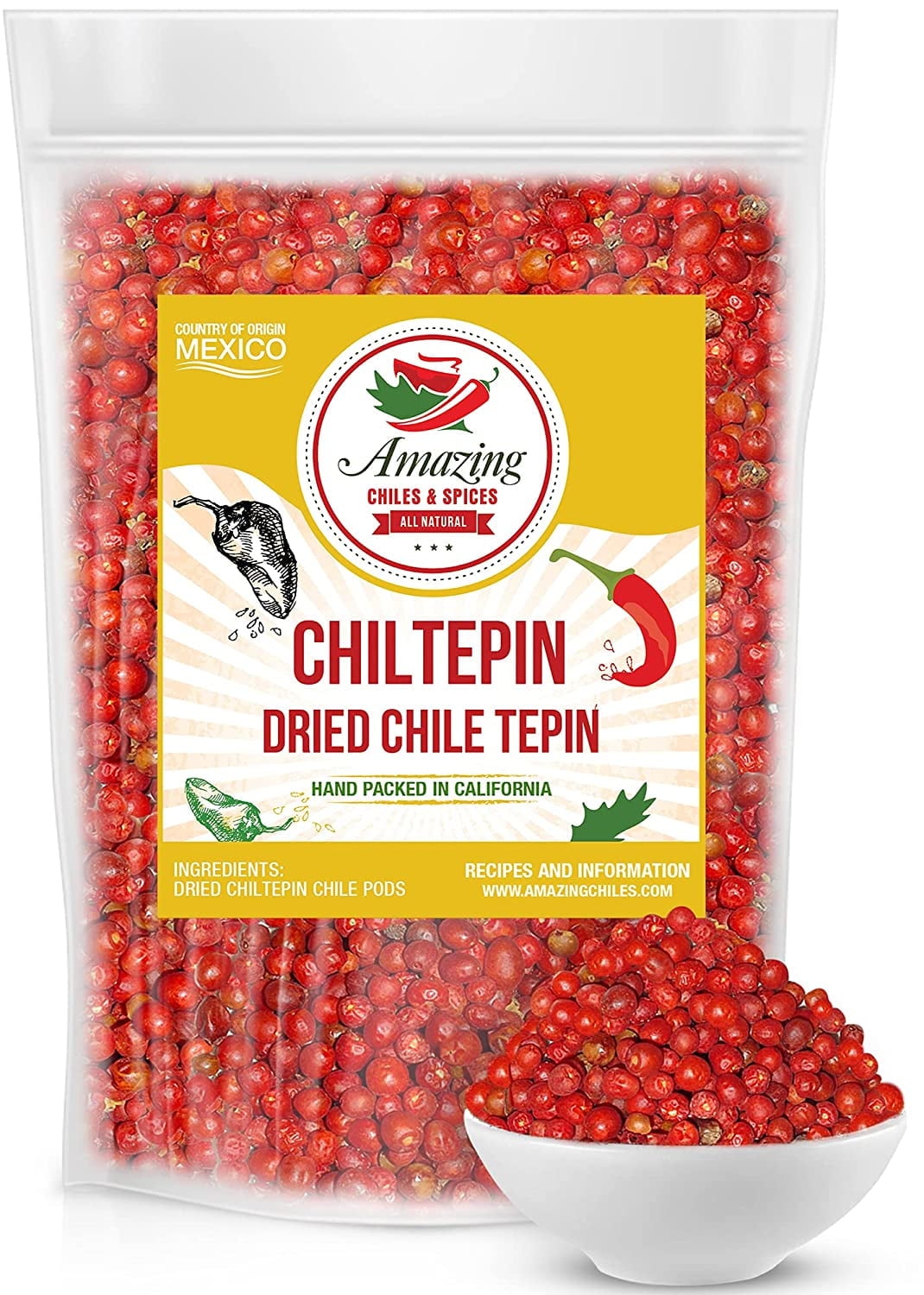 Amazing Chiles & Spices Authentic Mexican Chiltepin Chilies – 1 oz ...
