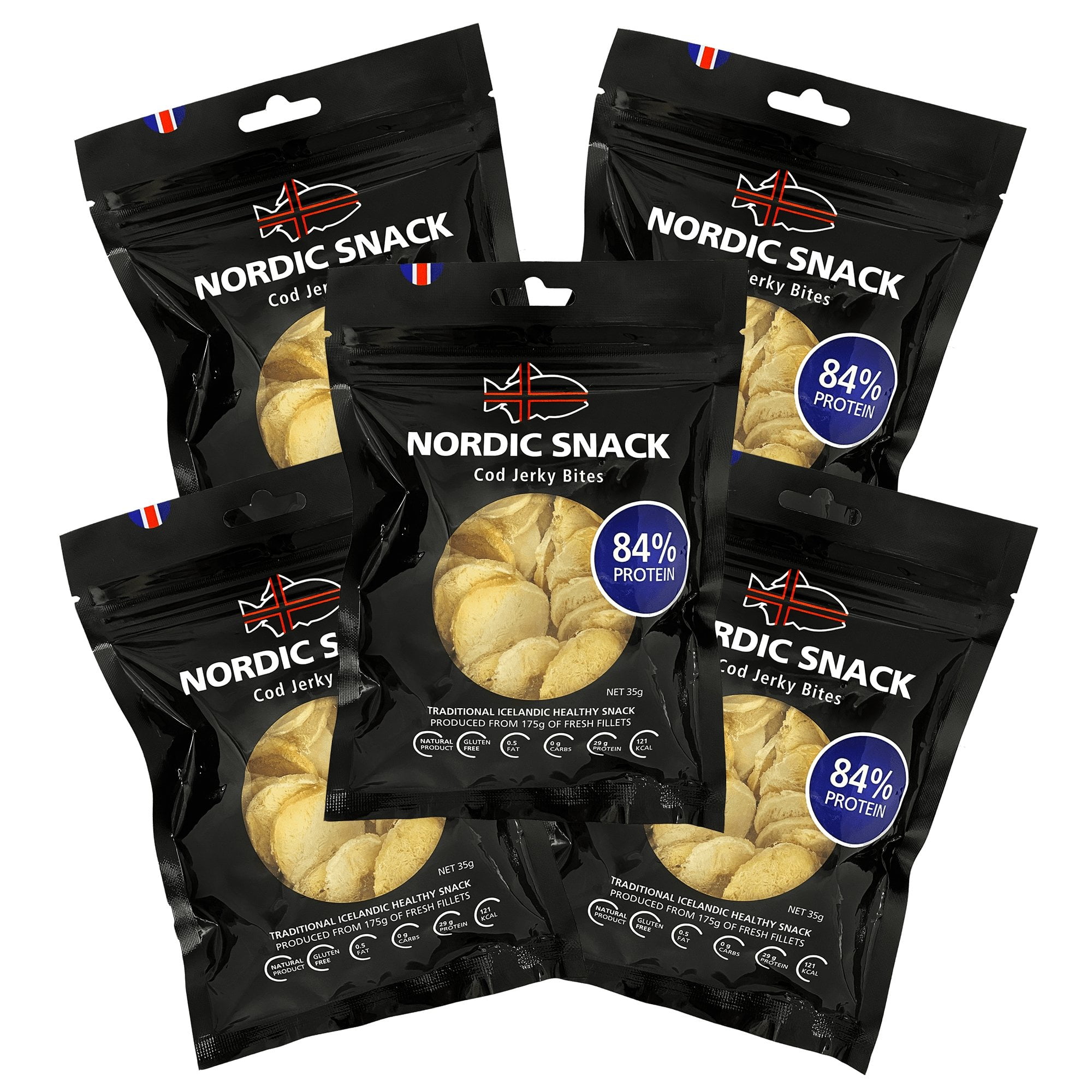 Dried Cod Bites, Fish Jerky (Hardfiskur) 35g (1.2oz) Nordic Snack - 5 ...