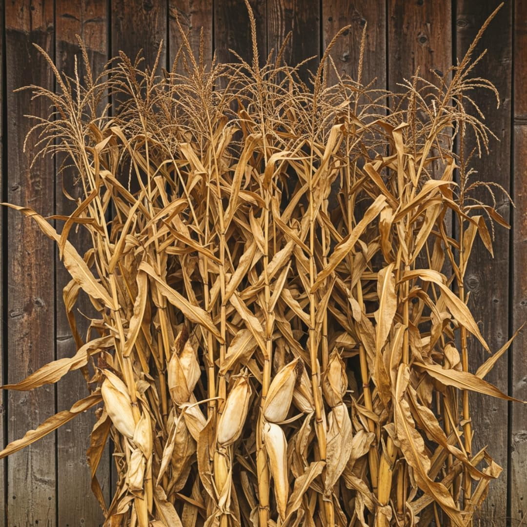 Dried Corn Stalk Bundle with Ears Attached – Natural Corn Shucks for ...