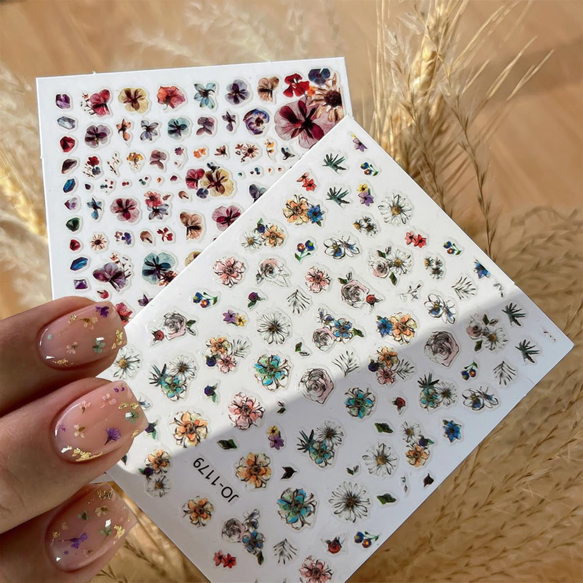 Dried Flower Art Stickers 3D Retro Flower Decals Self-Adhesive Art ...