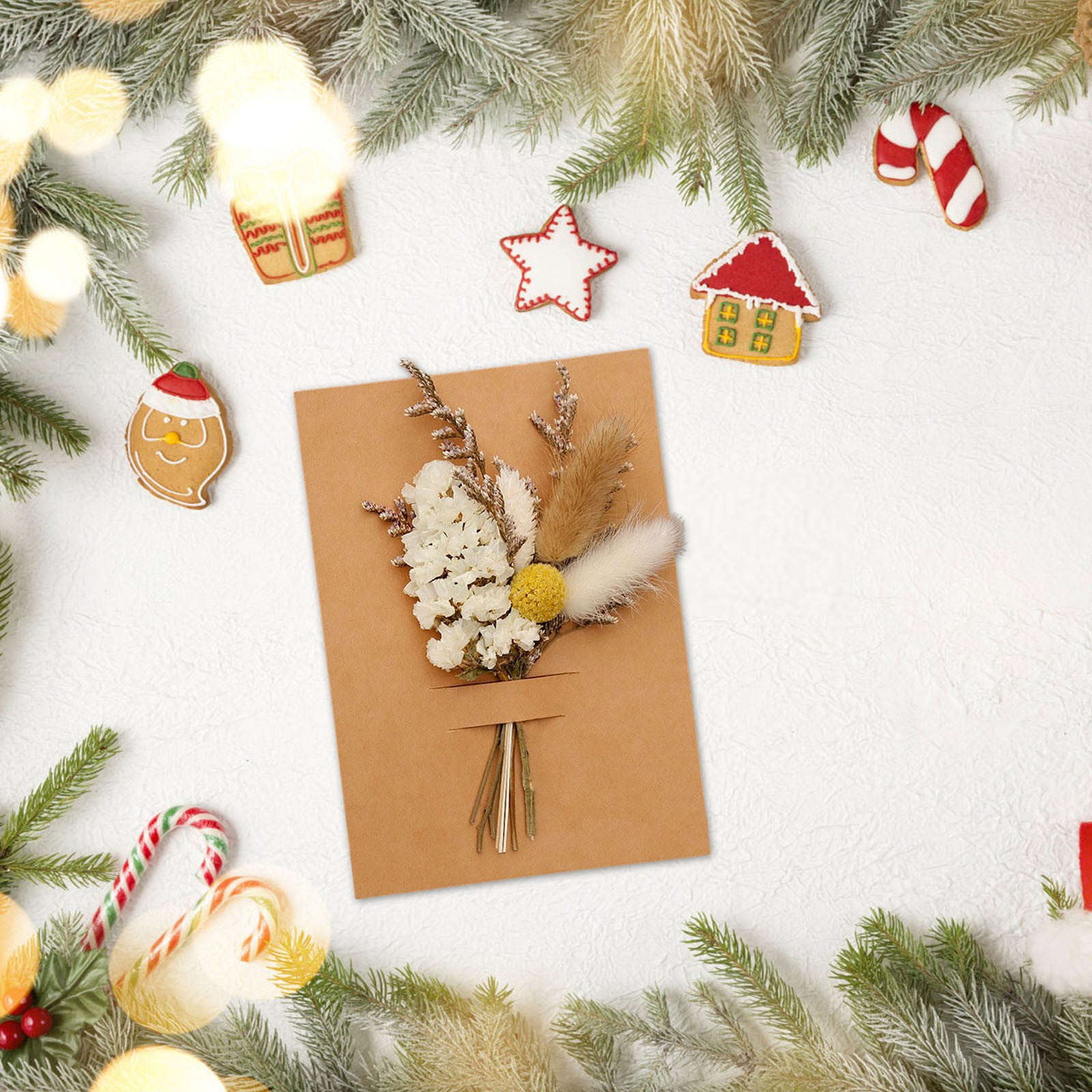 Dried Flower Greetings Card Unique Eco Design Recycled Brown Kraft ...