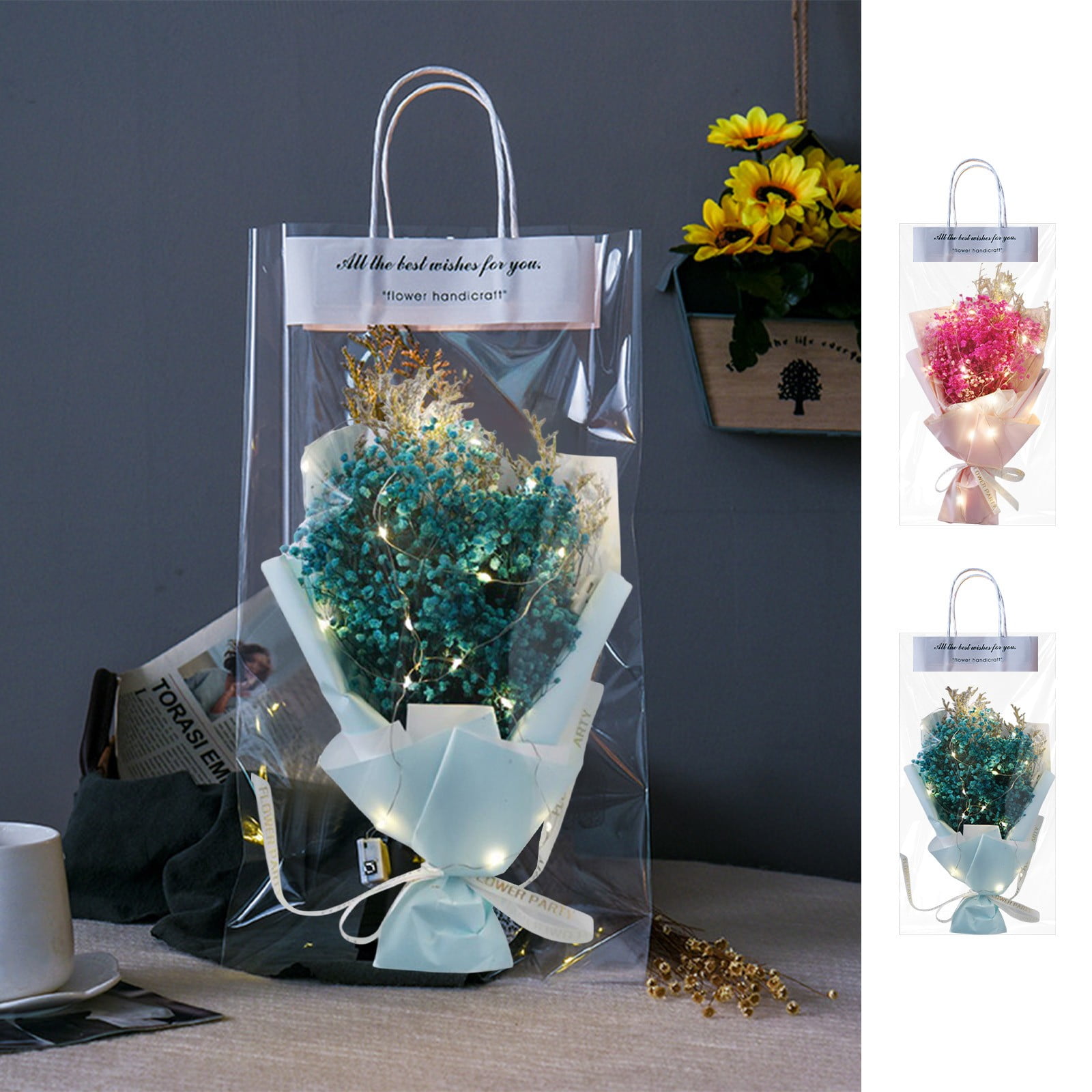 Dried Flower Handbag Gift, Blue Soap Flower Decorative Gift Featuring ...
