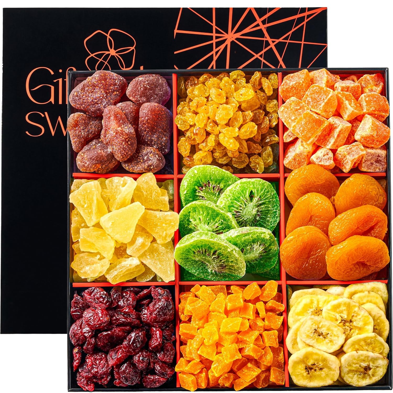 Dried Fruit Gift Basket - 9 Sectional - Fruit Arrangment Gift Basket - Father'S Day Gourmet ...