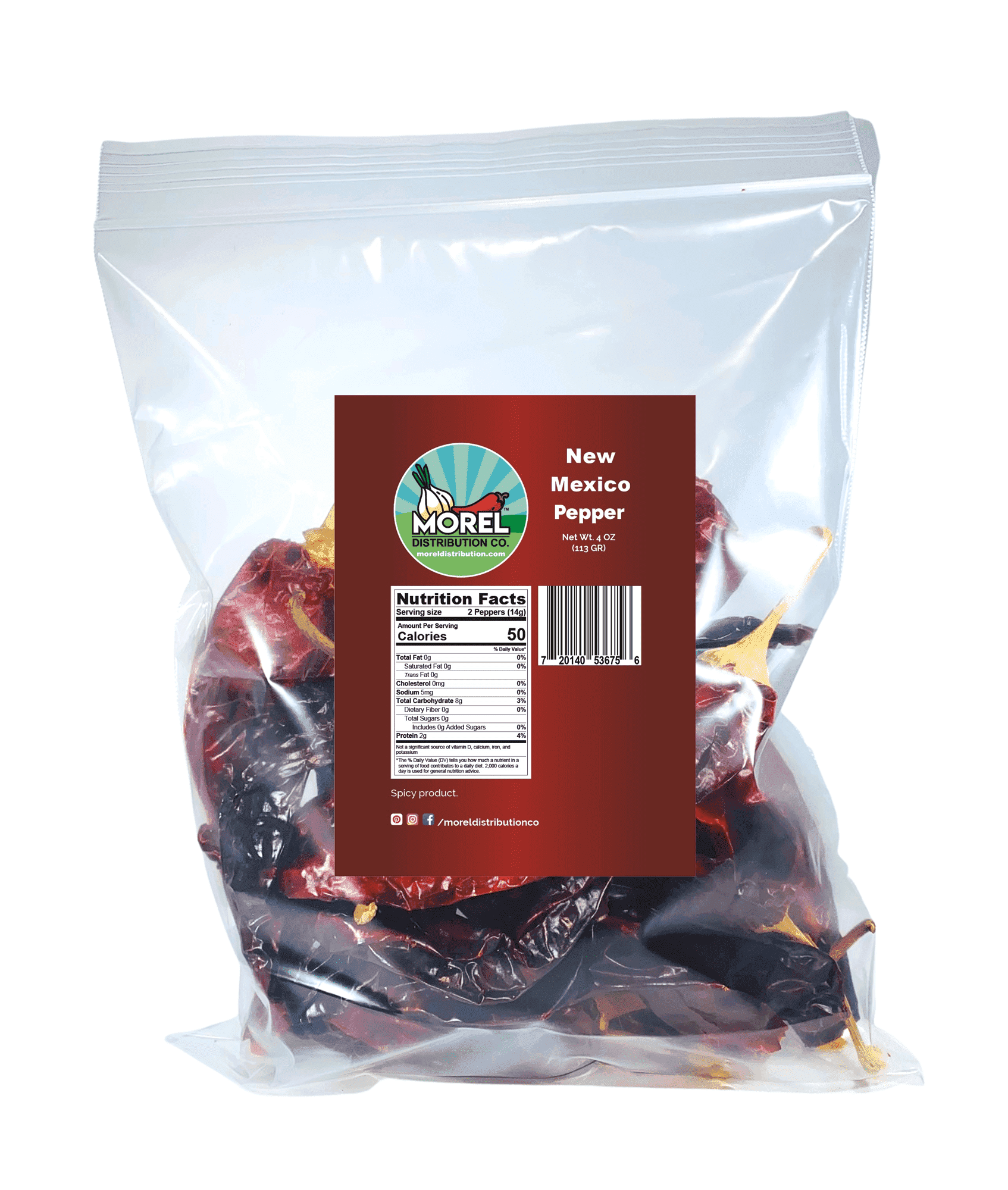Morel Distribution, Dried Hatch NM Chile Pepper, 4 oz, Red Chile Pods ...