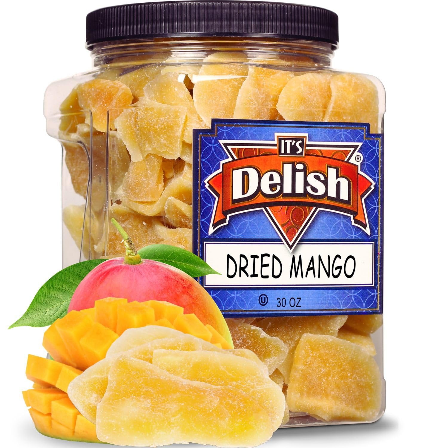 Dried Mango Slices by Its Delish, 30 OZ Jumbo Reusable Container ...