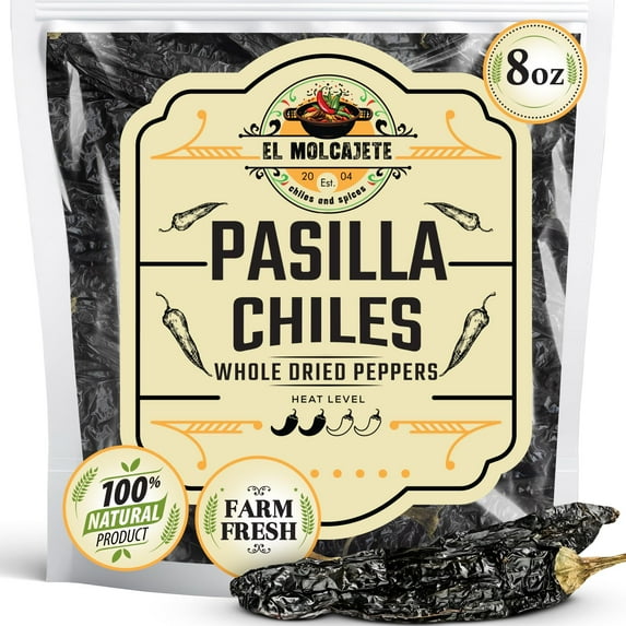 Dried Mexican Pasilla Negro KEF28 Chilaca chiles El Molcajete Brand 8 ...