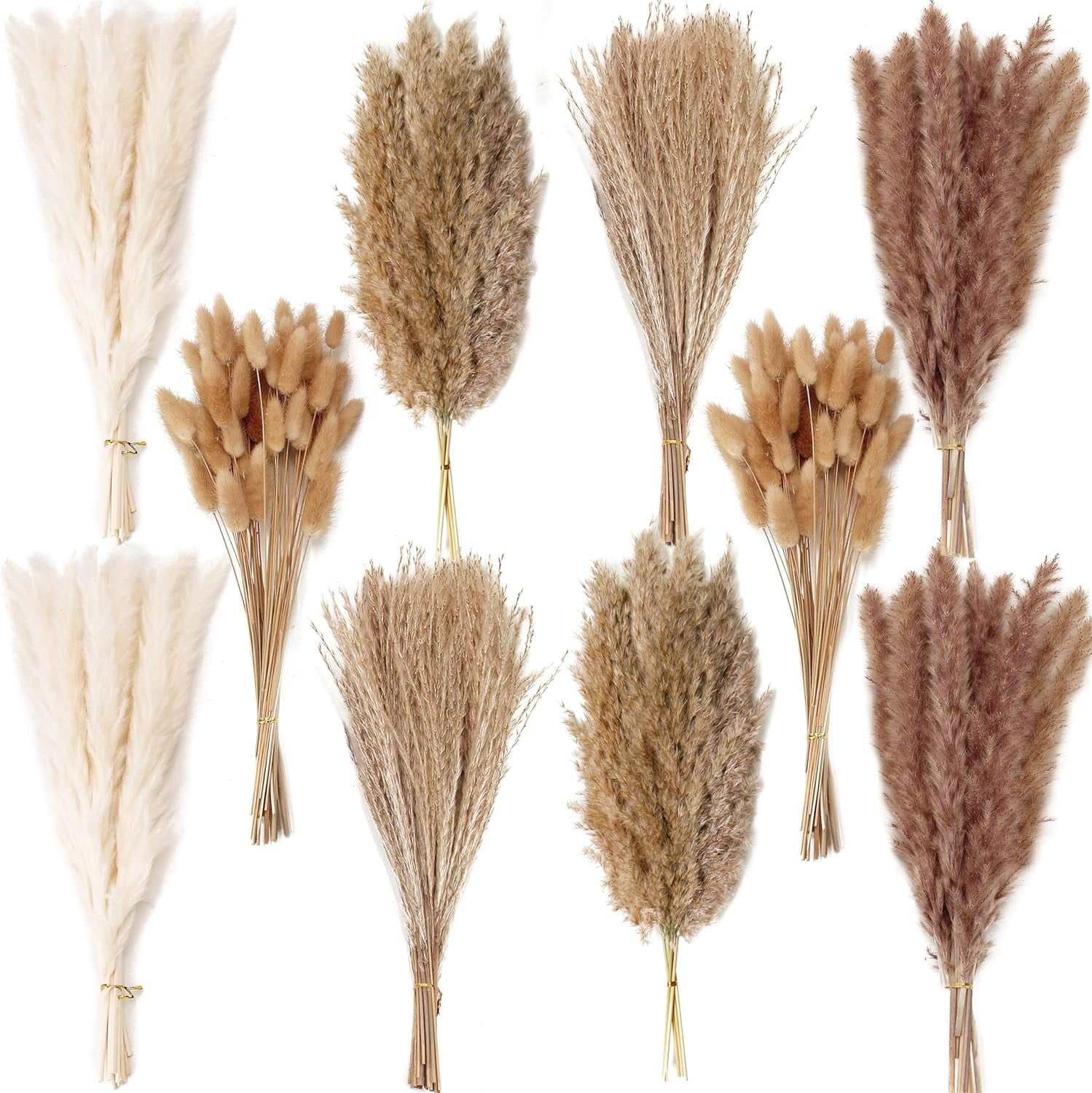 Dried Pampas Grass Decor, 100 Stems Pampas Grass Contains Bunny Tails ...