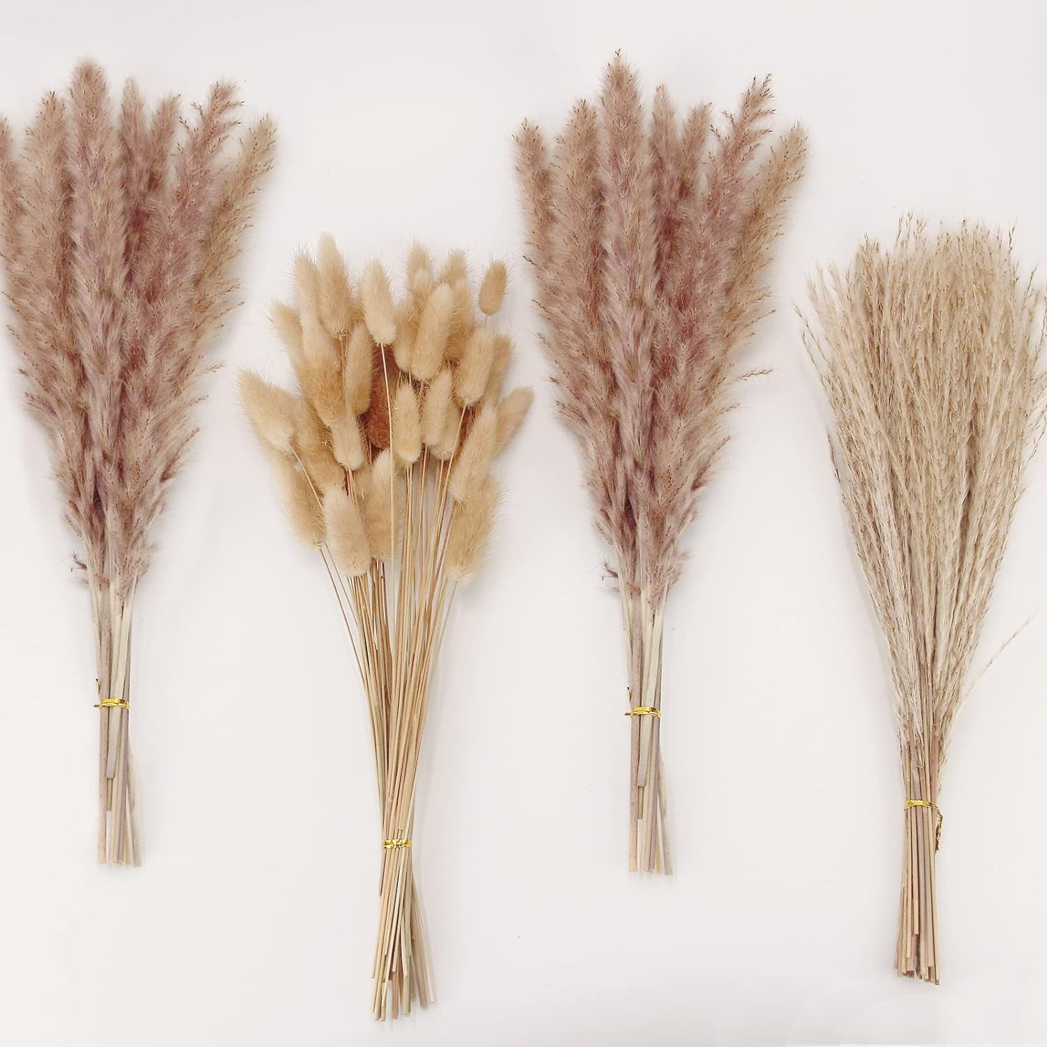 Dried Pampas Grass Decor, 100 Stems Pampas Grass Contains Bunny Tails ...