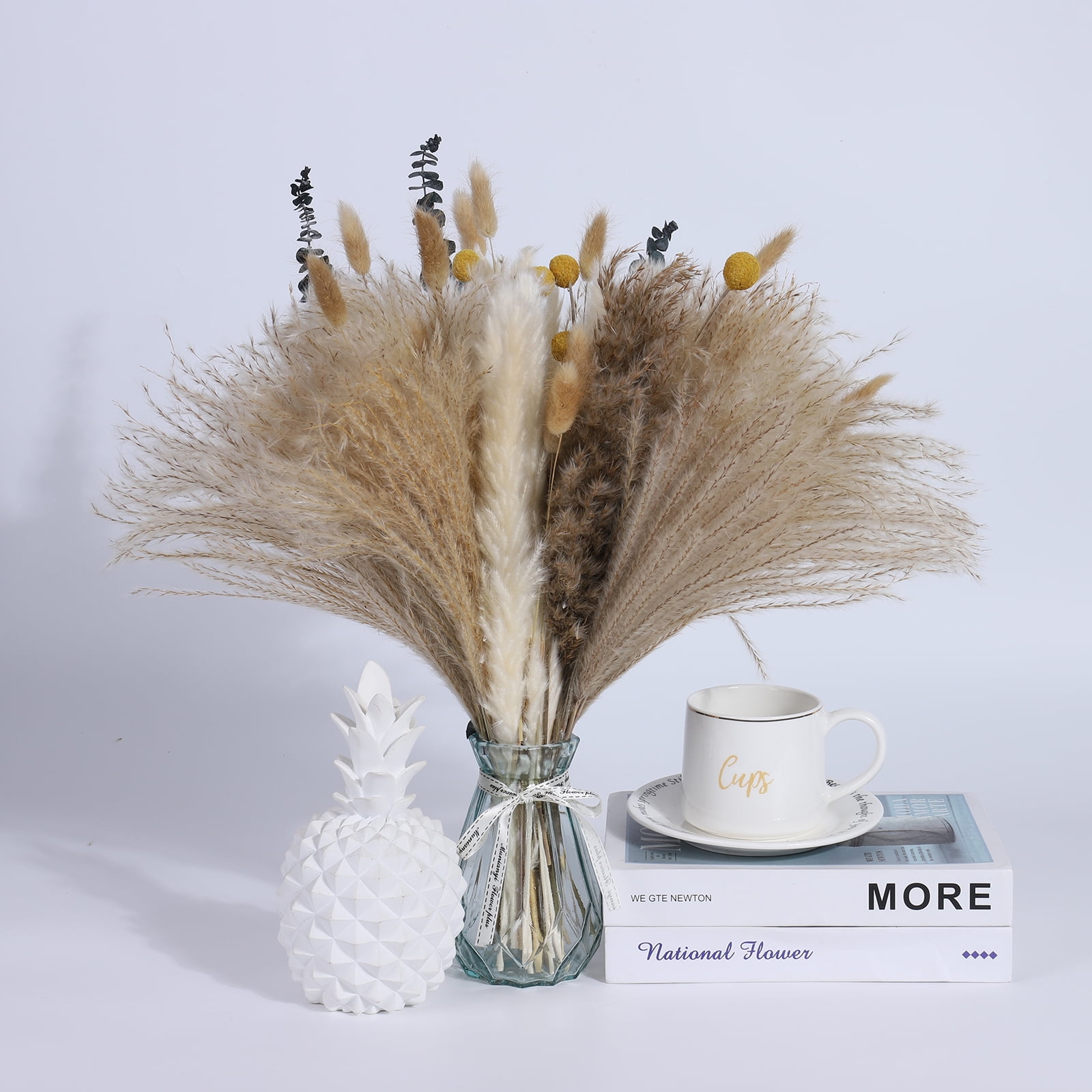 Dried Pampas Grass Decor, 80 PCS Pampas Grass Contains Bunny Tails ...