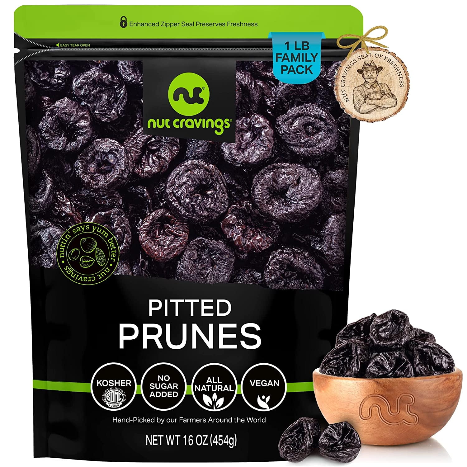 Dried Prunes Pitted Unsweetened, Dry Plums No Sugar Added 16oz By Nut ...