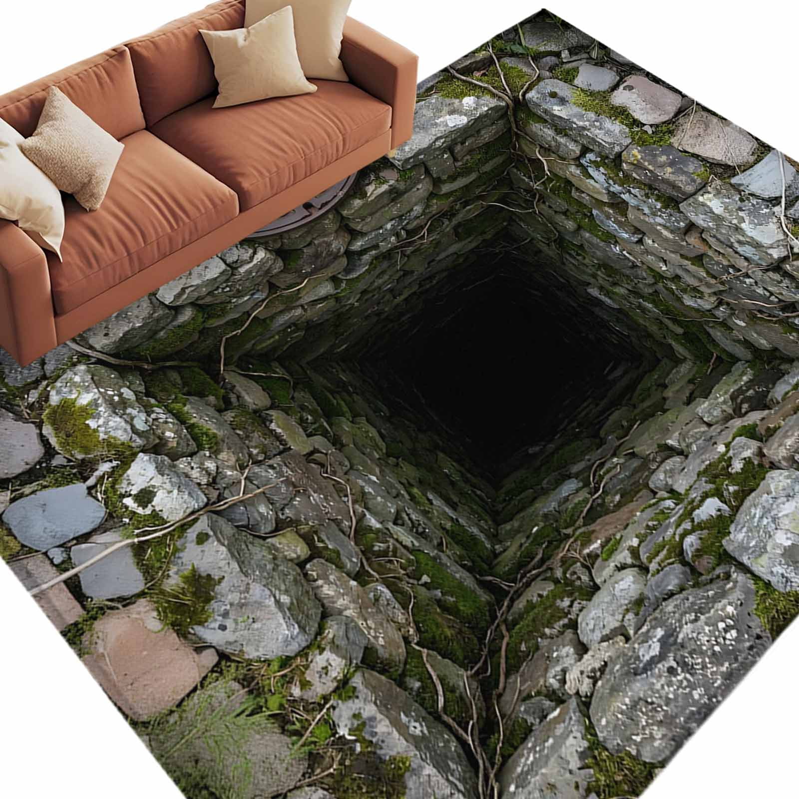 Dried Well Washable Area Rug 6 x 9 ft 3D Abstract Mystery Illusion ...