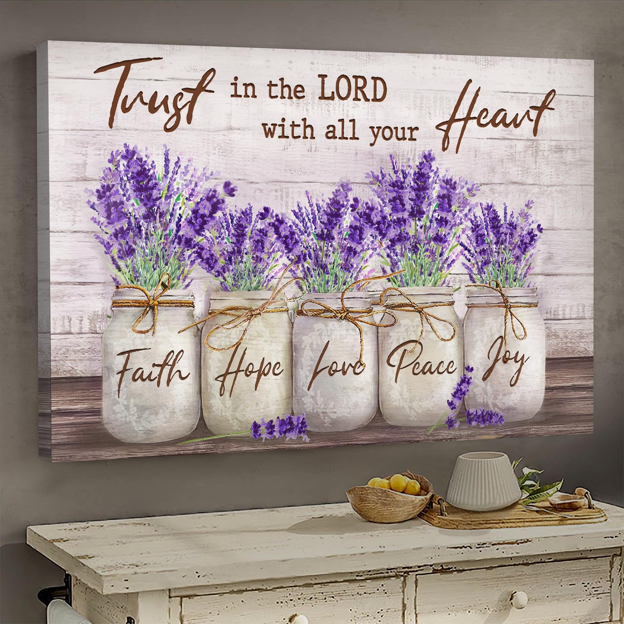 Dried lavender painting, Trust in Lord with all your heart - Jesus ...