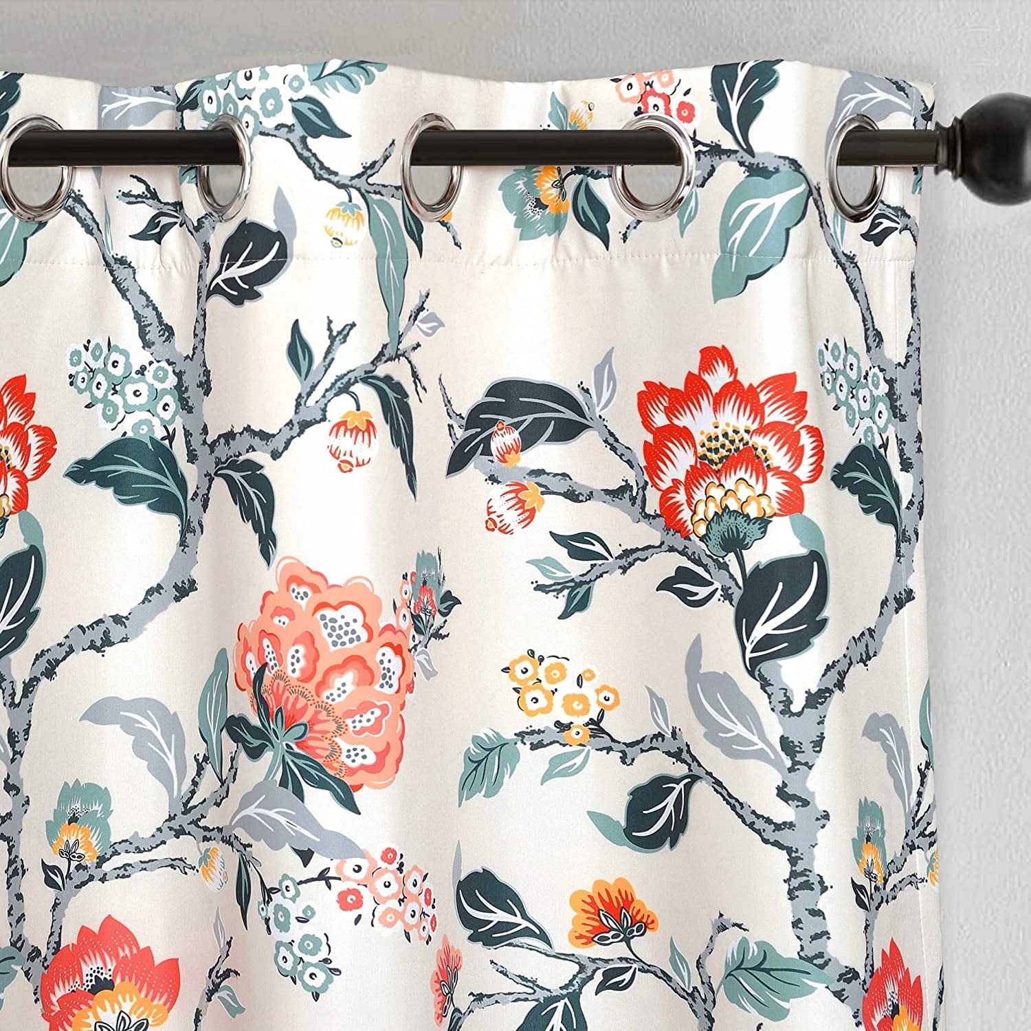 DriftAway Ada Floral Pattern Bedroom Drapes, Thermal Insulated, Room ...
