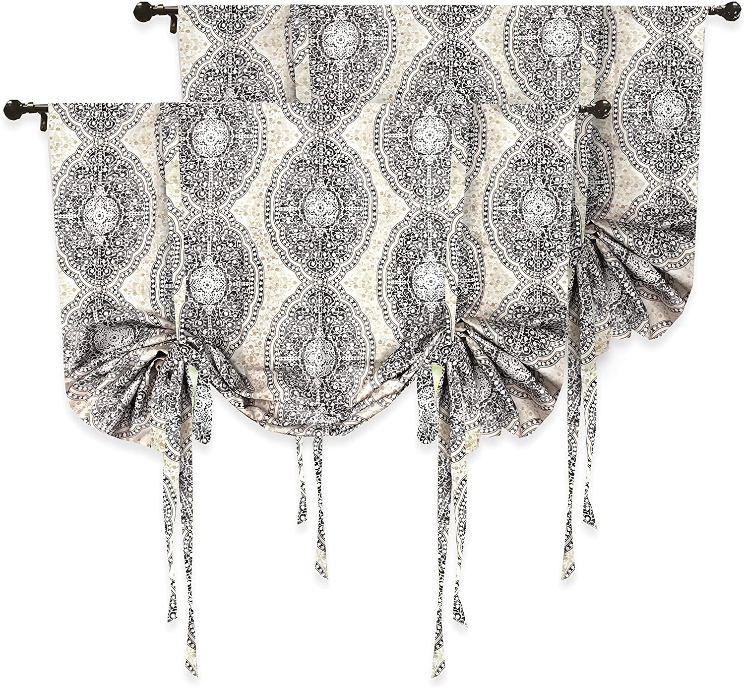 DriftAway Adrianne Tie Up Curtain Damask Floral Pattern Thermal ...