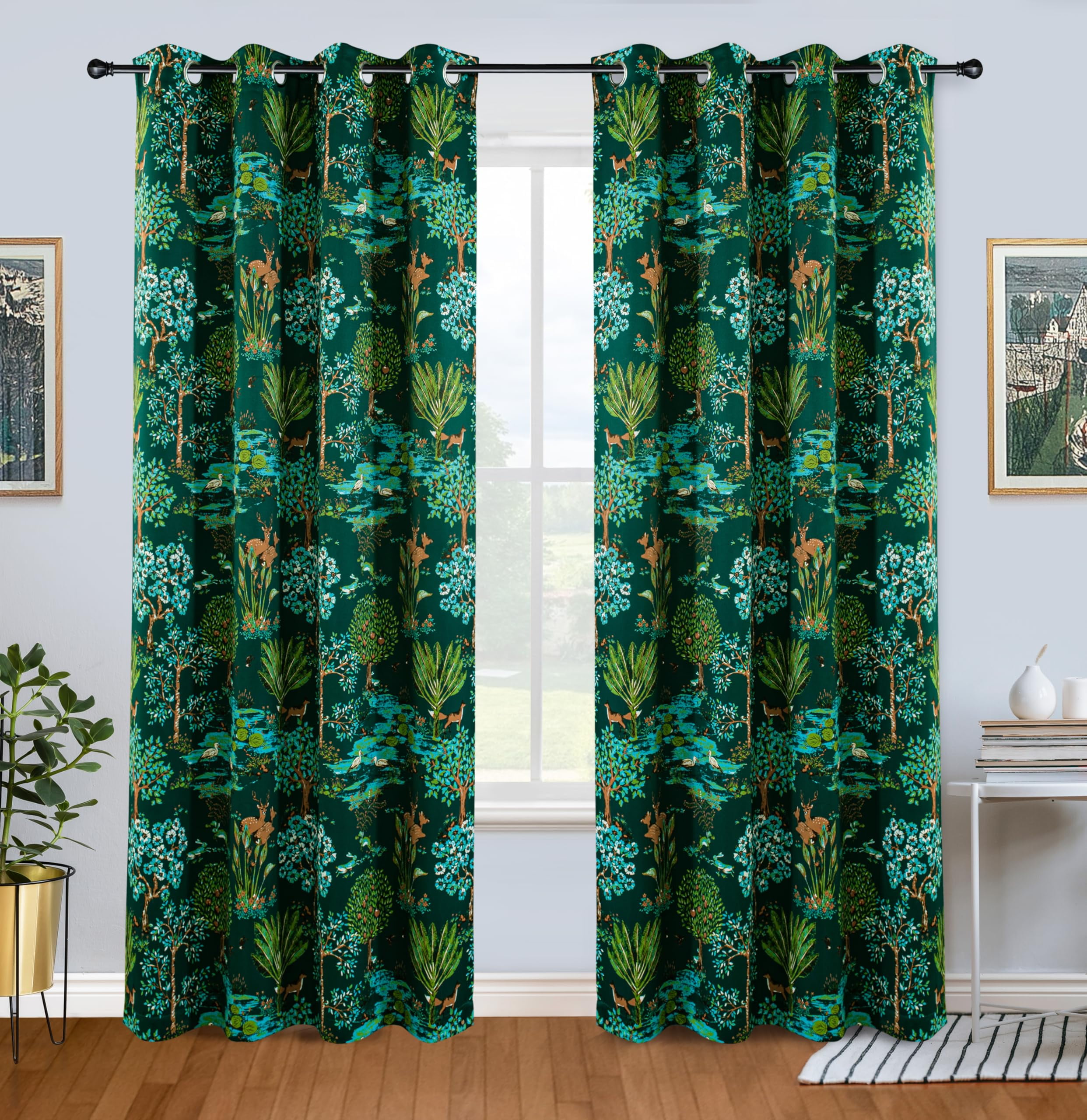 DriftAway Animal Forest Curtains for Bedroom 96 Inch Room Darkening ...