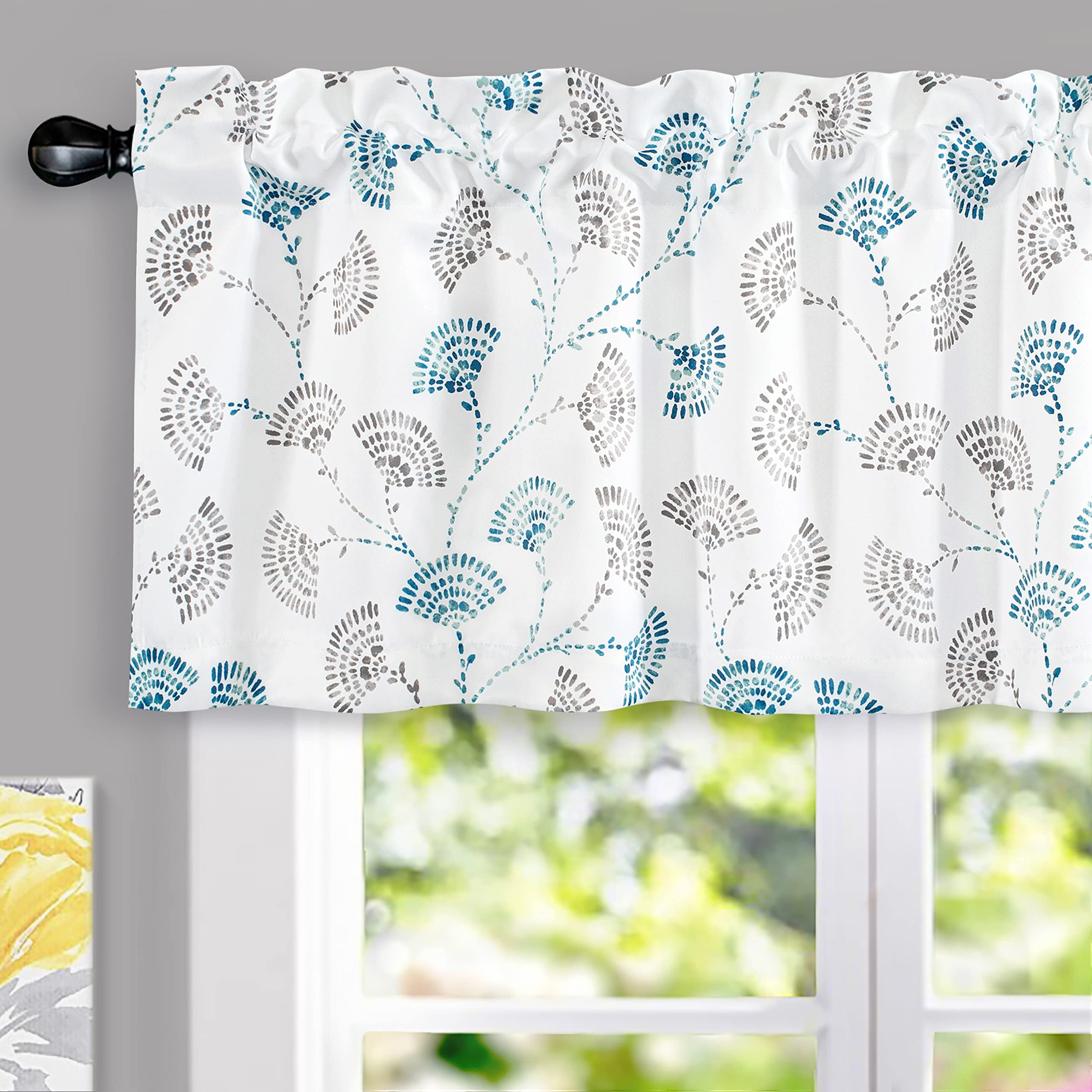 DriftAway Archer Blue and Gray Valances for Windows Short Kitchen ...