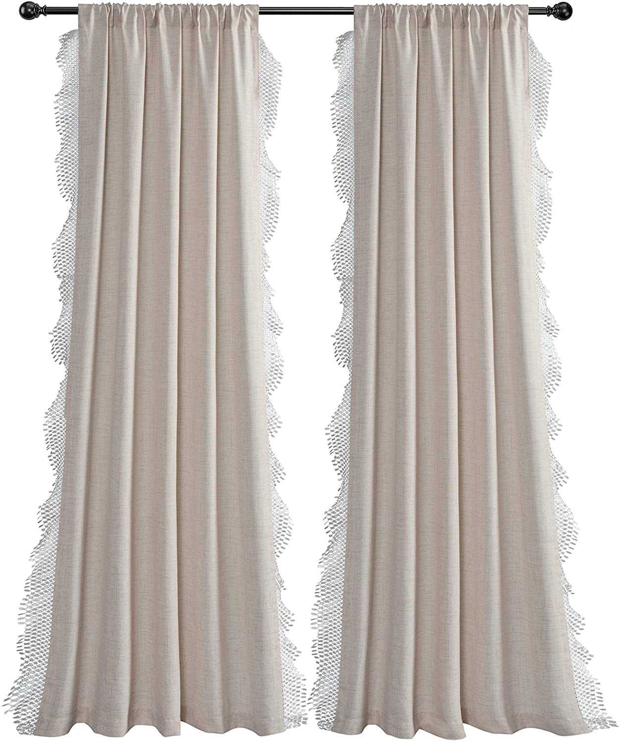 DriftAway Ava Semi Sheer Window Curtains Rod Pocket, 2 Panels, 52" x 96 ...