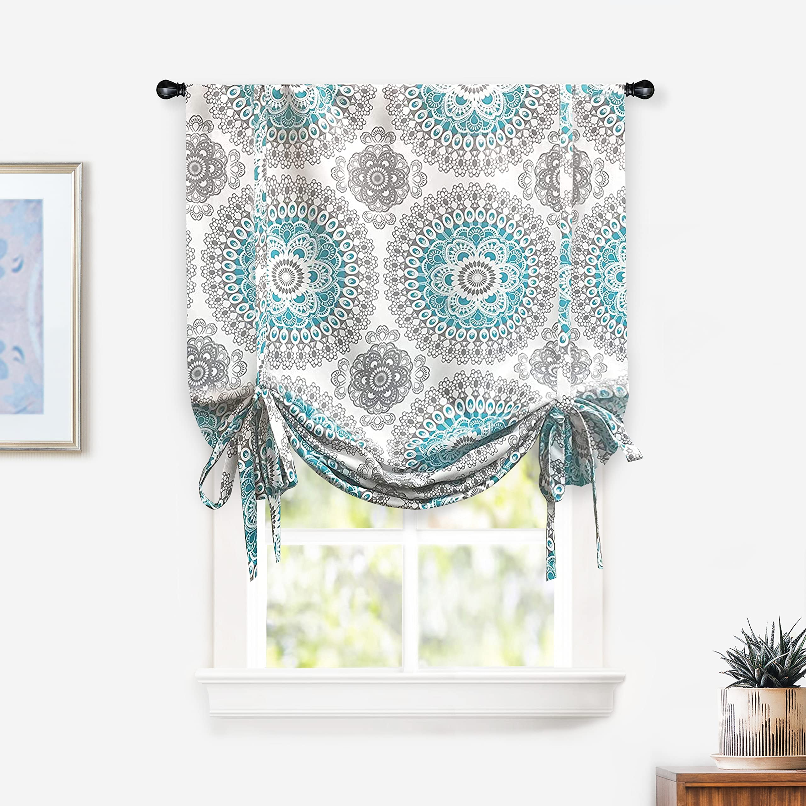 DriftAway Bella Tie Up Curtain Floral Pattern Room Darkening Thermal ...