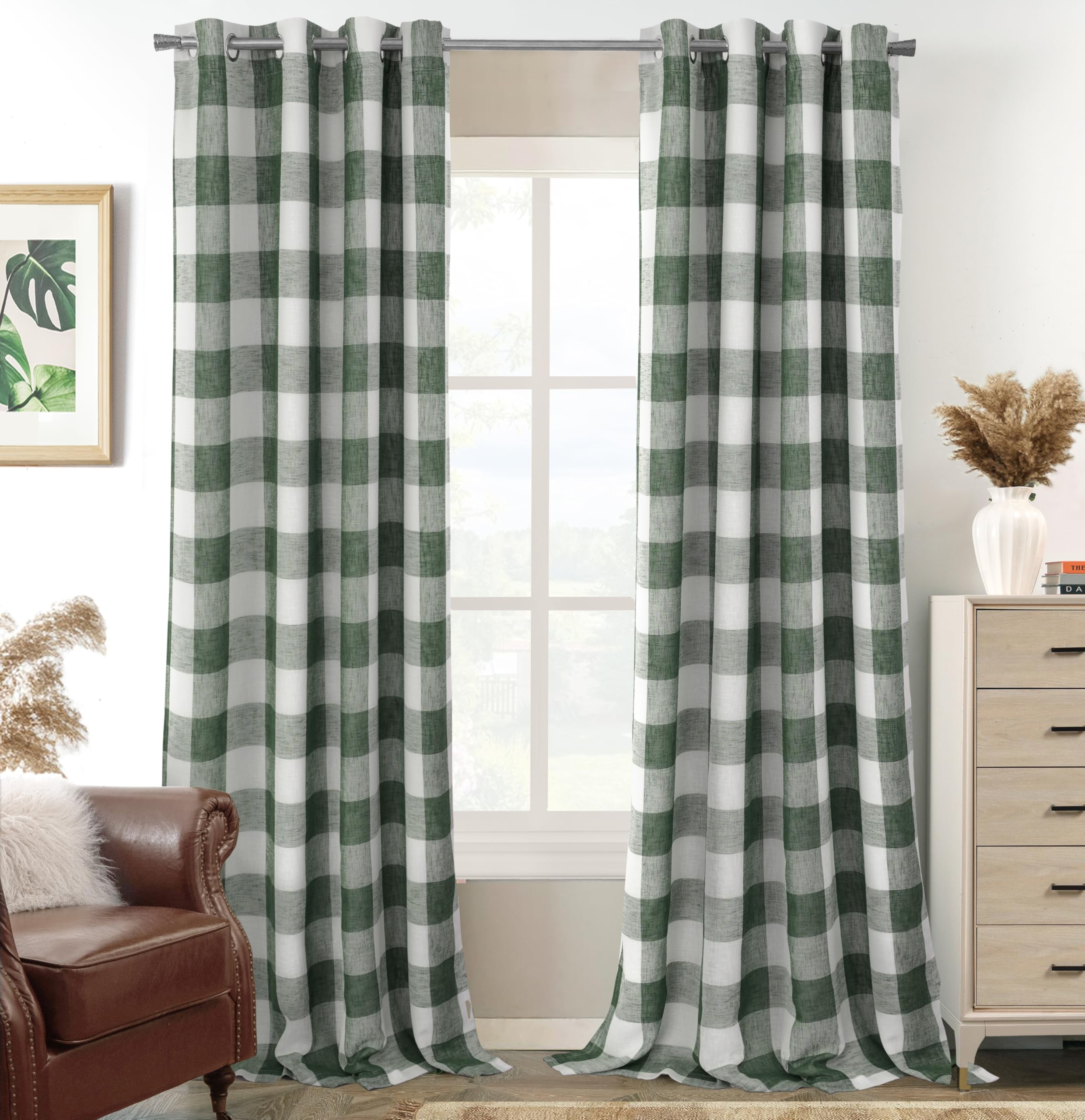 DriftAway Buffalo Plaid Check Curtains Woven Plaid Pattern Lined ...
