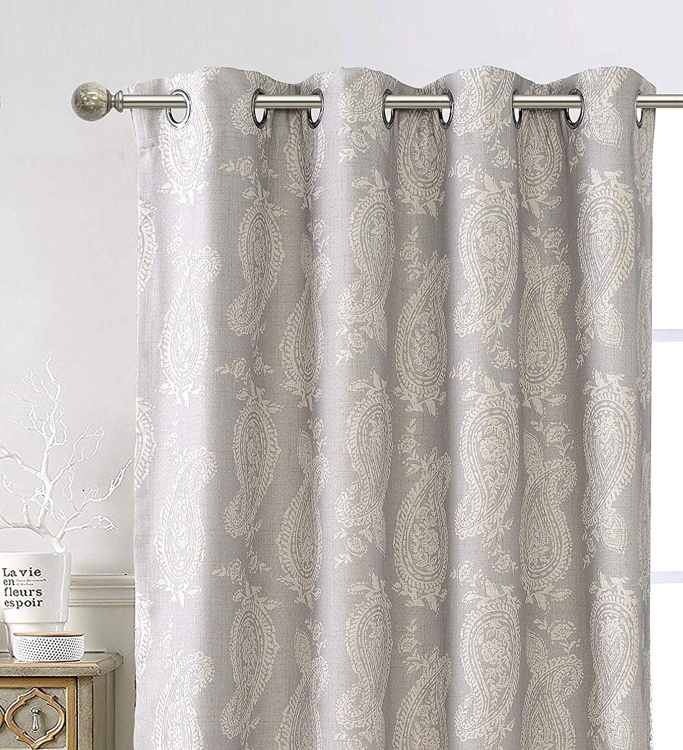 DriftAway Cathy Curtain Linen Textured 2 Layers Blackout Grommet ...