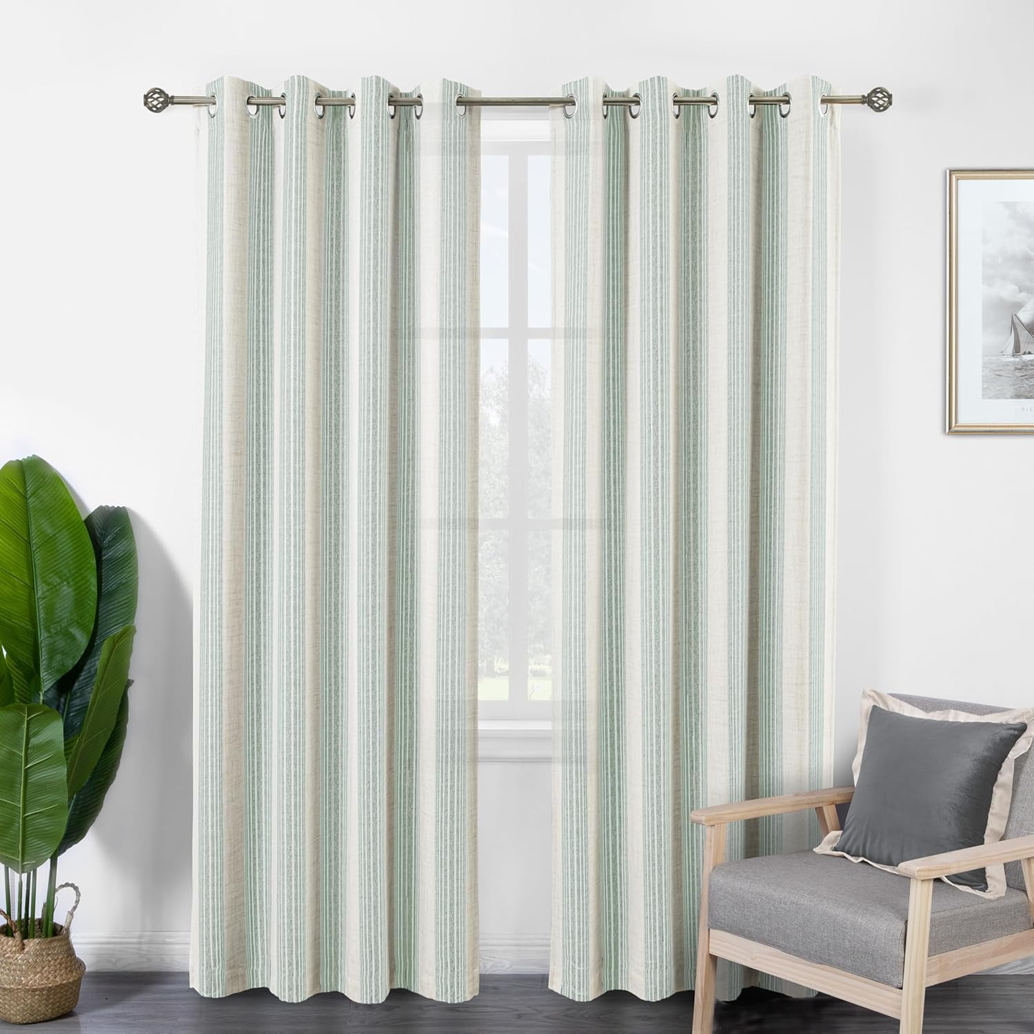DriftAway Chris Vertical Striped Linen Blend Textured Light Filtering ...