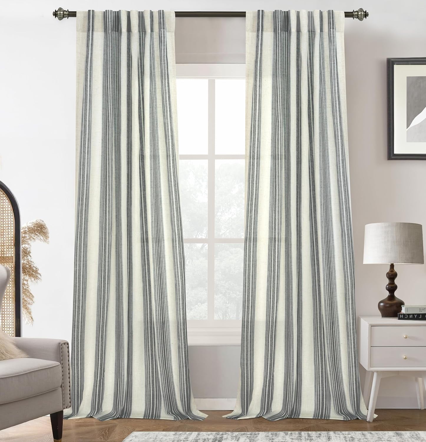 DriftAway Chris Vertical Striped Linen Blend Textured Light Filtering ...