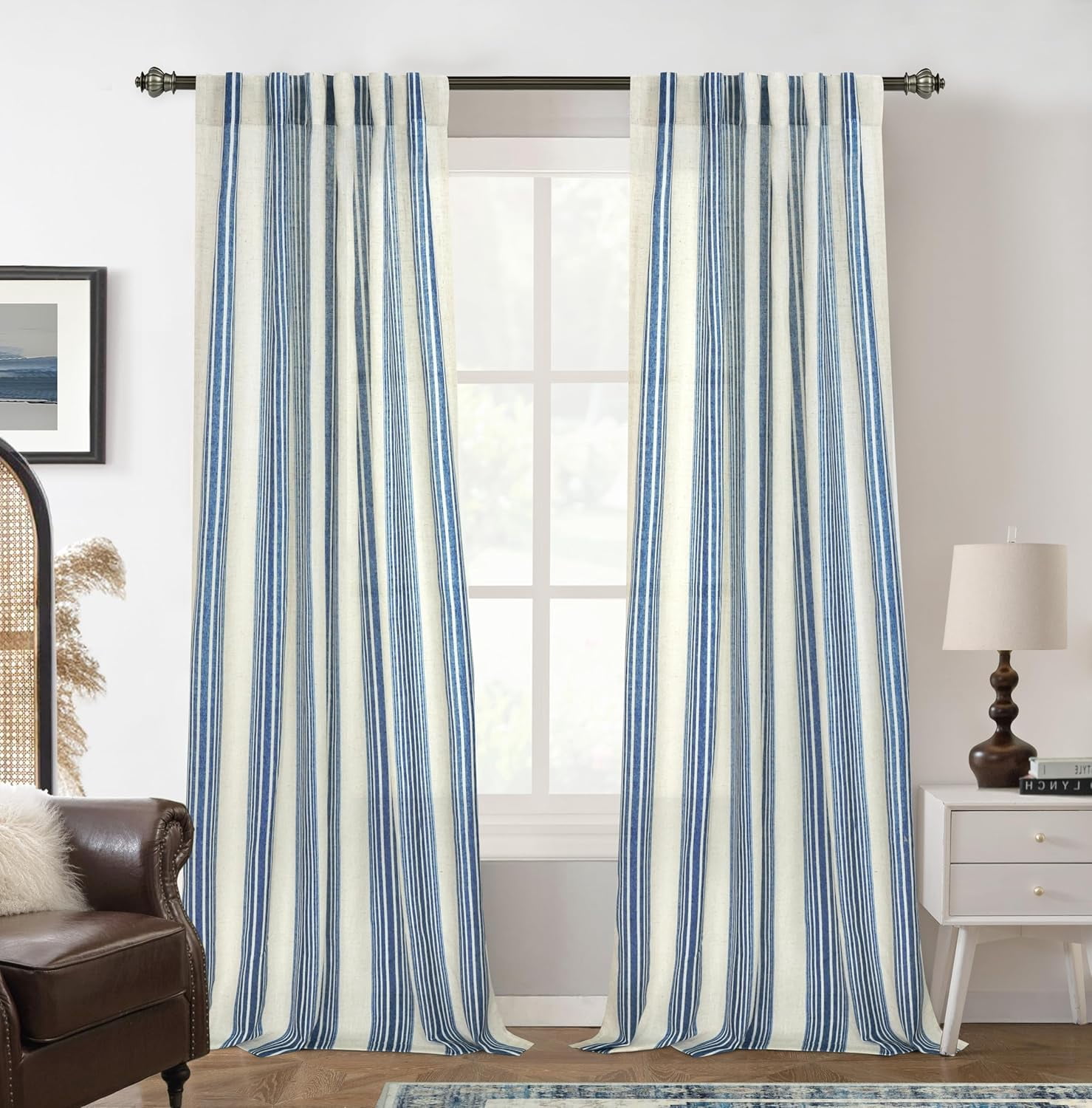 DriftAway Chris Vertical Striped Linen Blend Textured Light Filtering ...