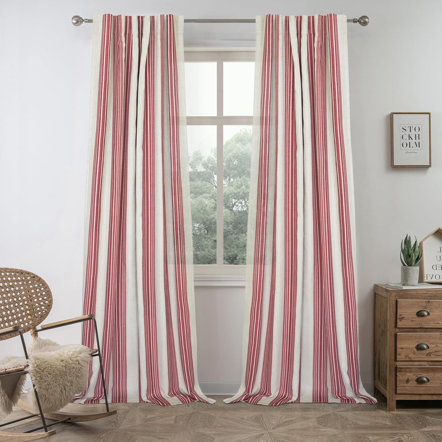 DriftAway Chris Vertical Striped Linen Blend Textured Light Filtering ...