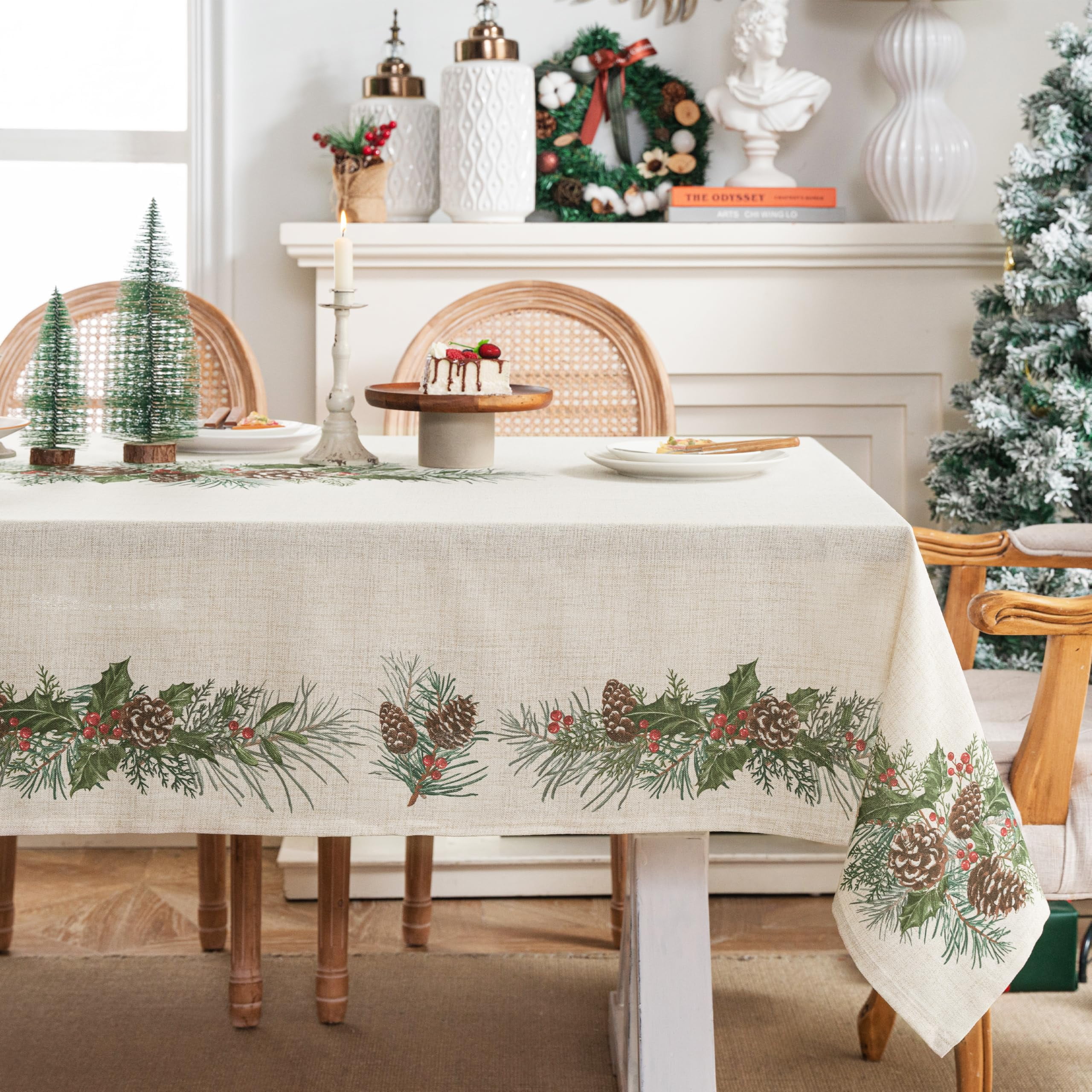 DriftAway Decorative Table Cloth Christmas Pine Table Cloth for ...