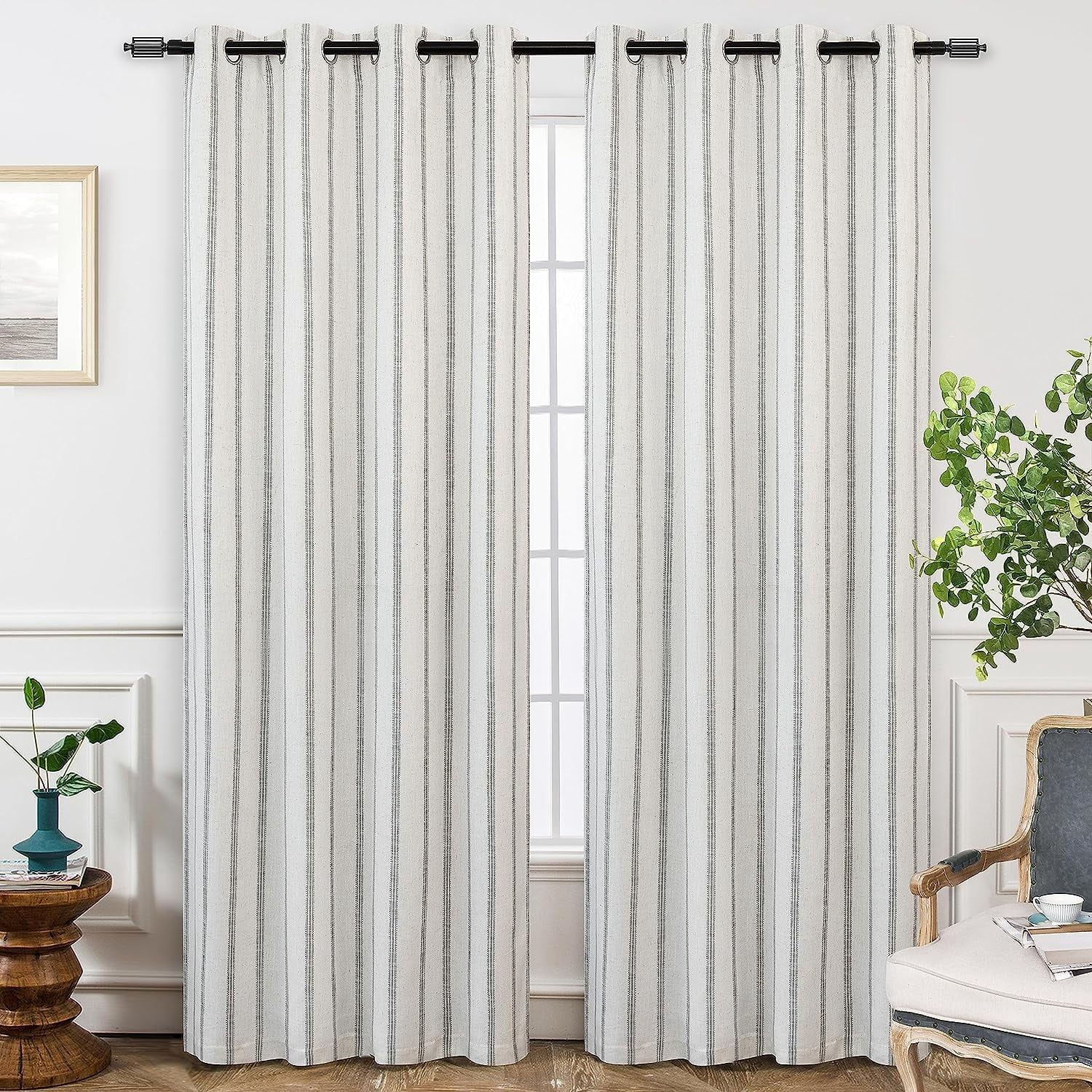 DriftAway Farmhouse Linen Blend Blackout Curtains 50" Width X 102 ...