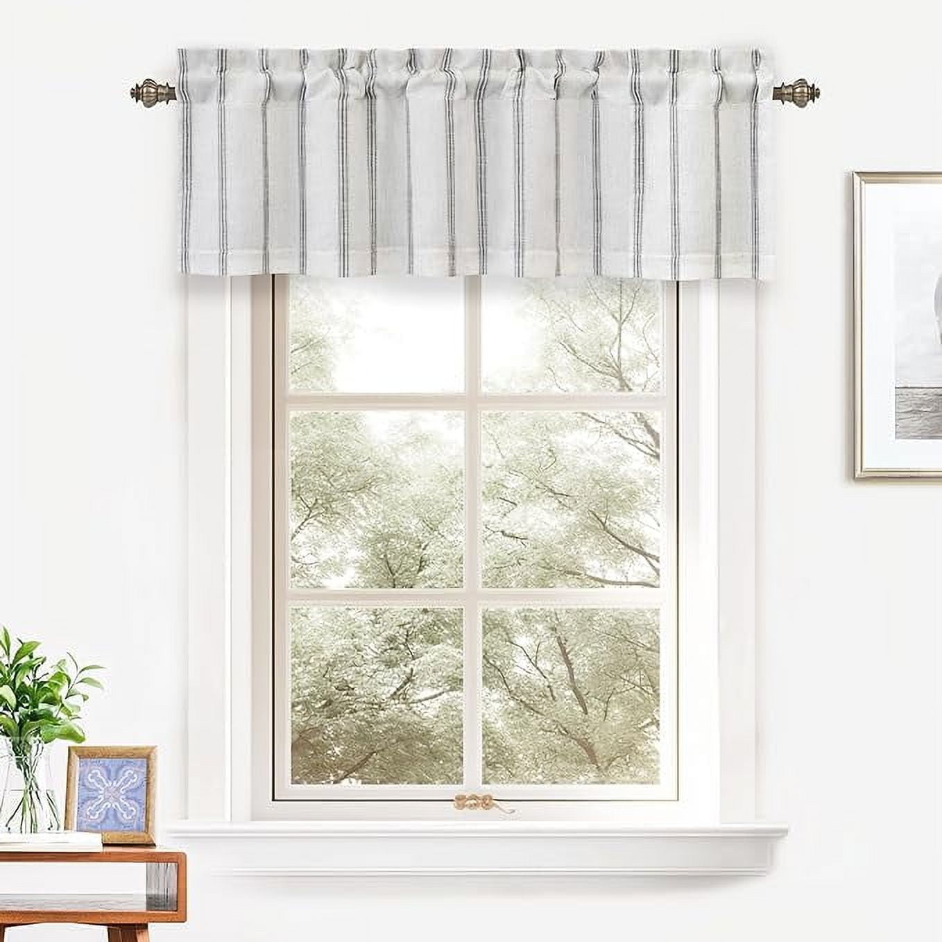 DriftAway Farmhouse Linen Blend Blackout Valance for Kitchen 14 Inch ...