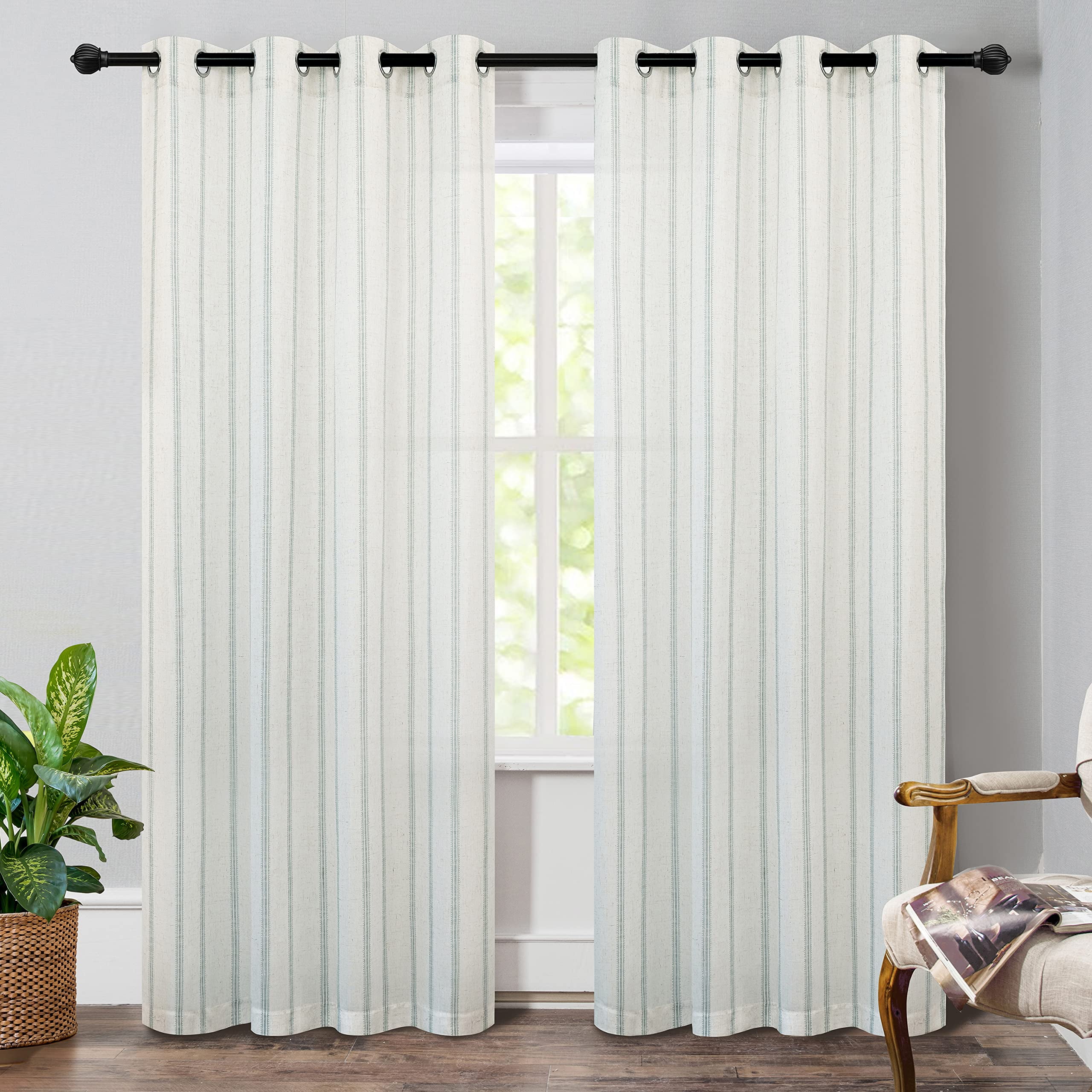 DriftAway Farmhouse Linen Blend Room Darkening Curtains for Bedroom 84 ...